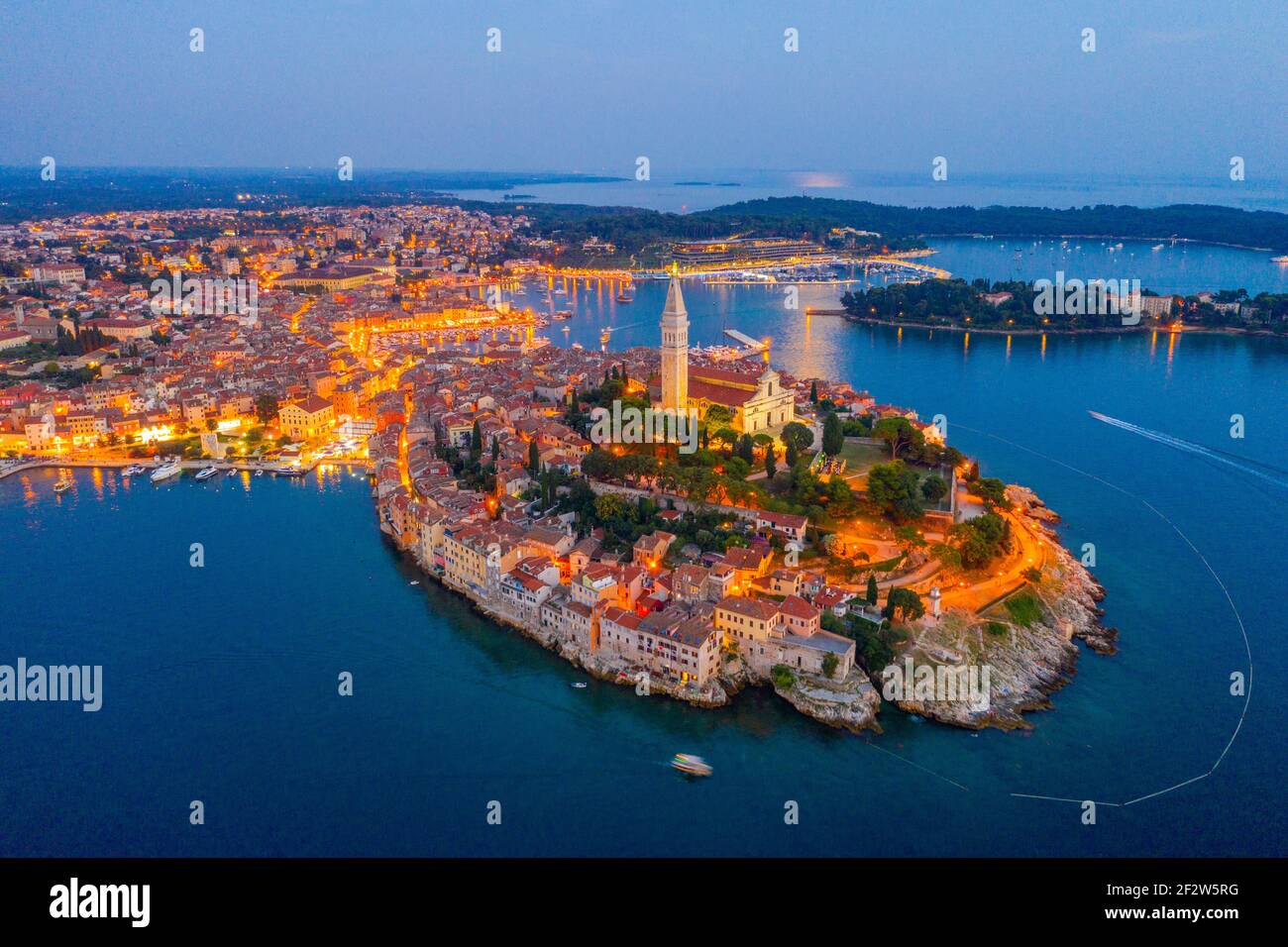 Sunset aerial view of Croatian town Rovinj Stock Photo - Alamy