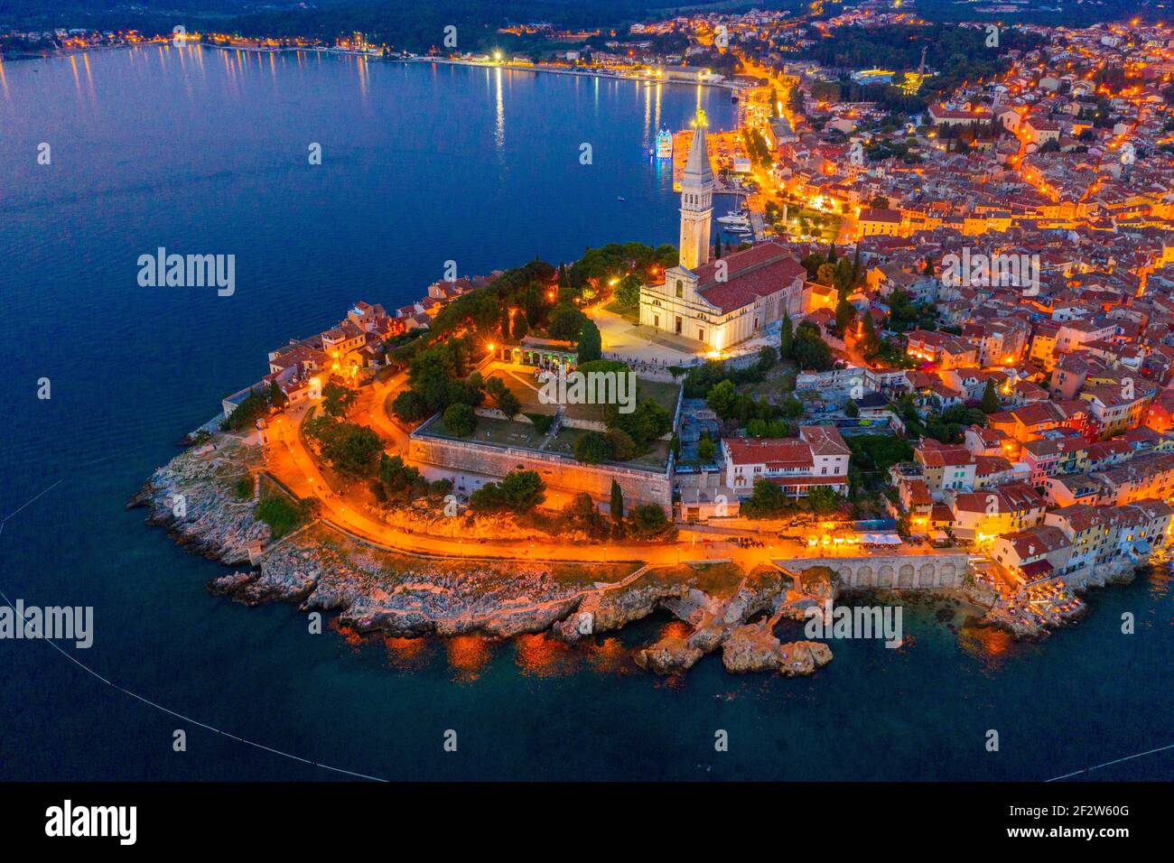 Sunset aerial view of Croatian town Rovinj Stock Photo - Alamy