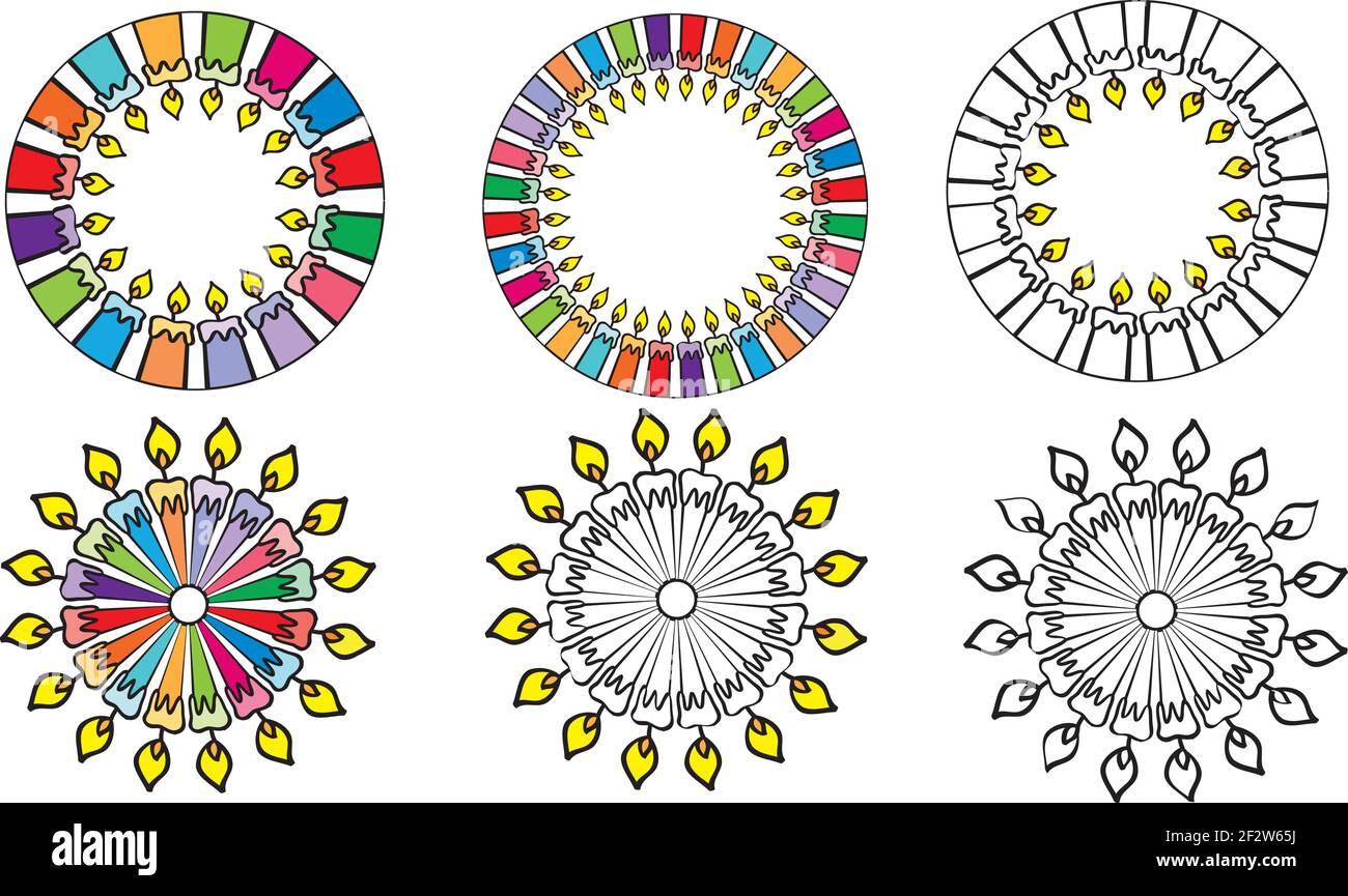 colourful candle light pattern design set Stock Vector Image & Art - Alamy