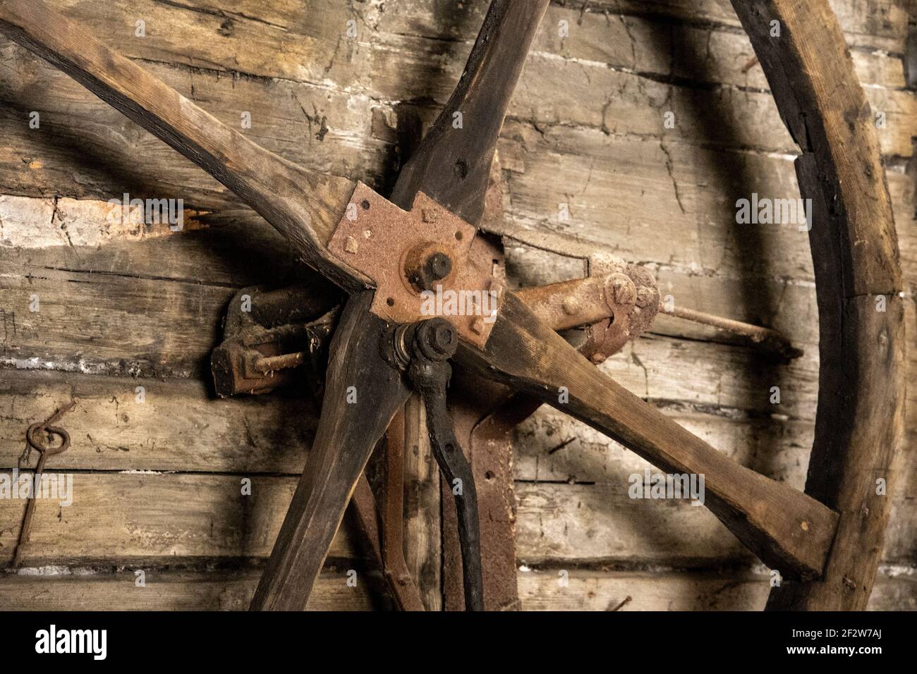 scrap metal parts and old rusty tools in abandoned workshop ancient ...