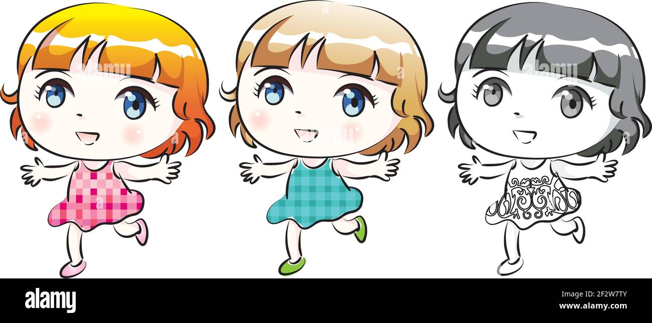 cartoon 3 girl s Stock Vector Image & Art - Alamy