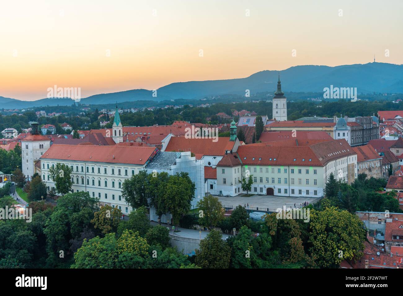 Sunset aerial view of the upper town of Zagreb, Croatia Stock Photo - Alamy