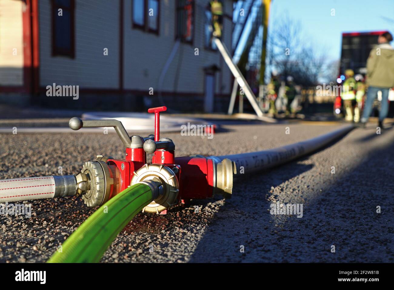 MOTALA, SWEDEN- 4 MARCH 2021: Rescue service equipment. Pumps and hoses ...
