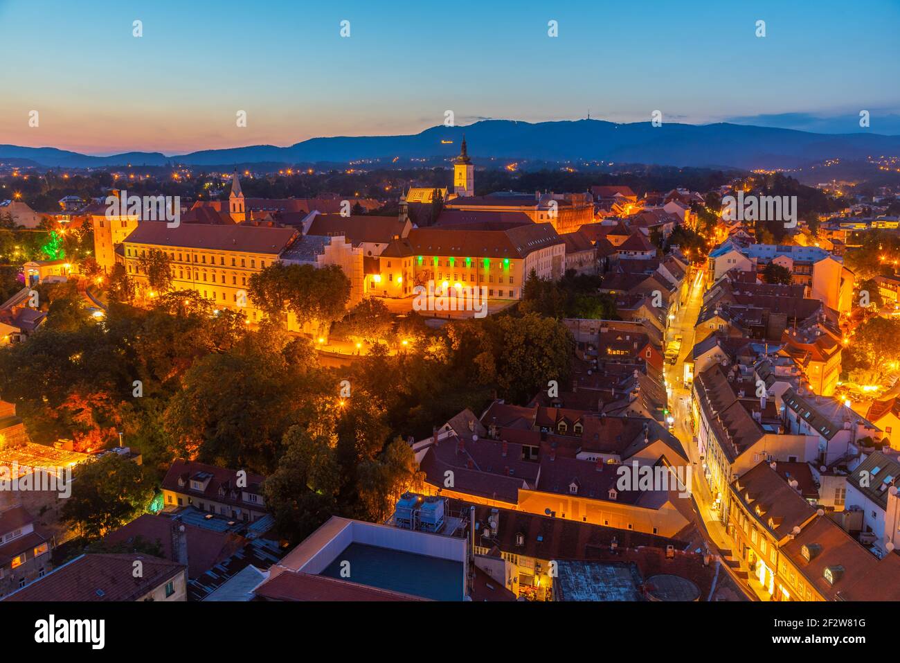 Sunset aerial view of the upper town of Zagreb, Croatia Stock Photo - Alamy