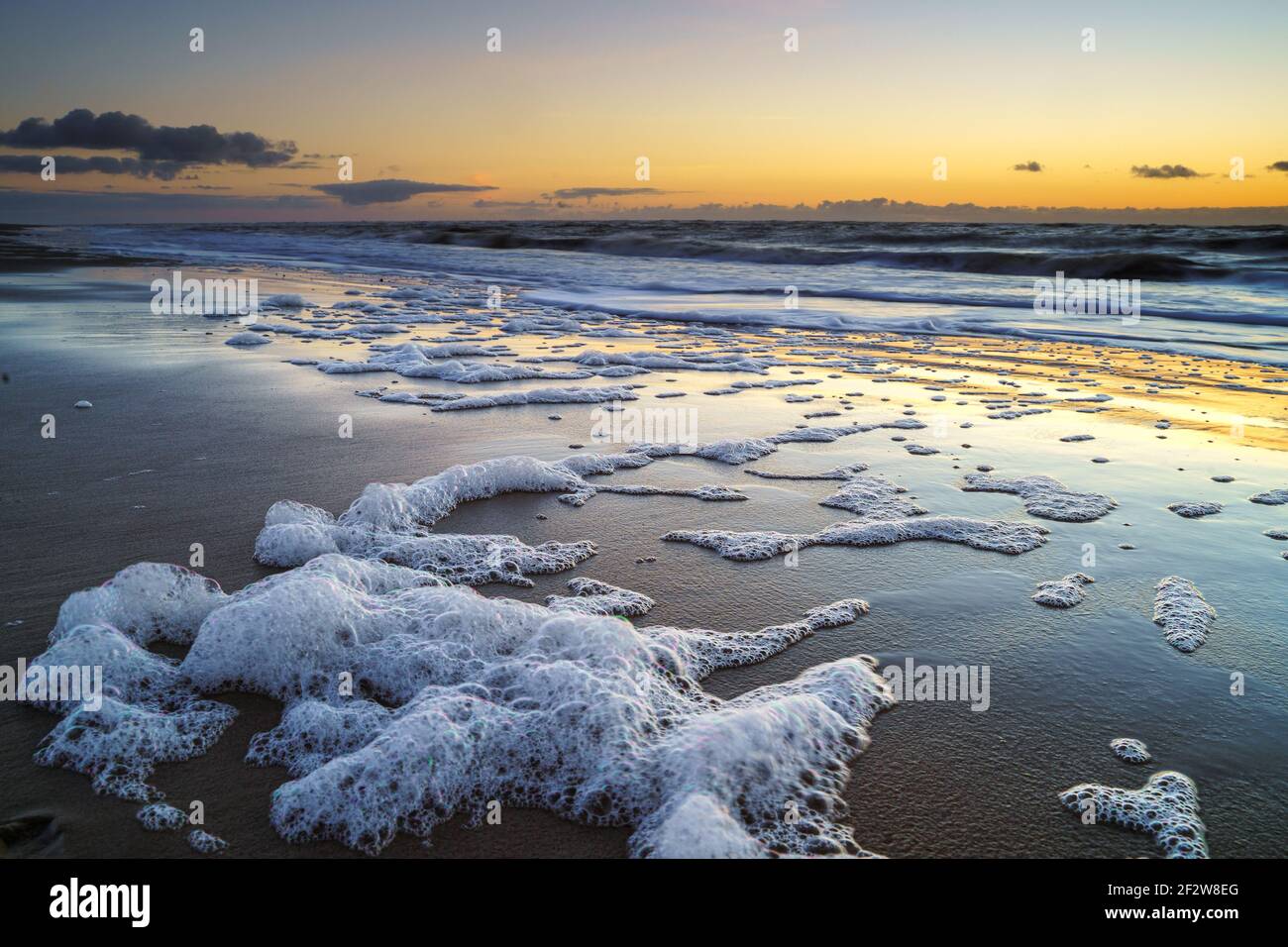 Peaceful and tranquil zen-like sunset on the beach with beautiful ...