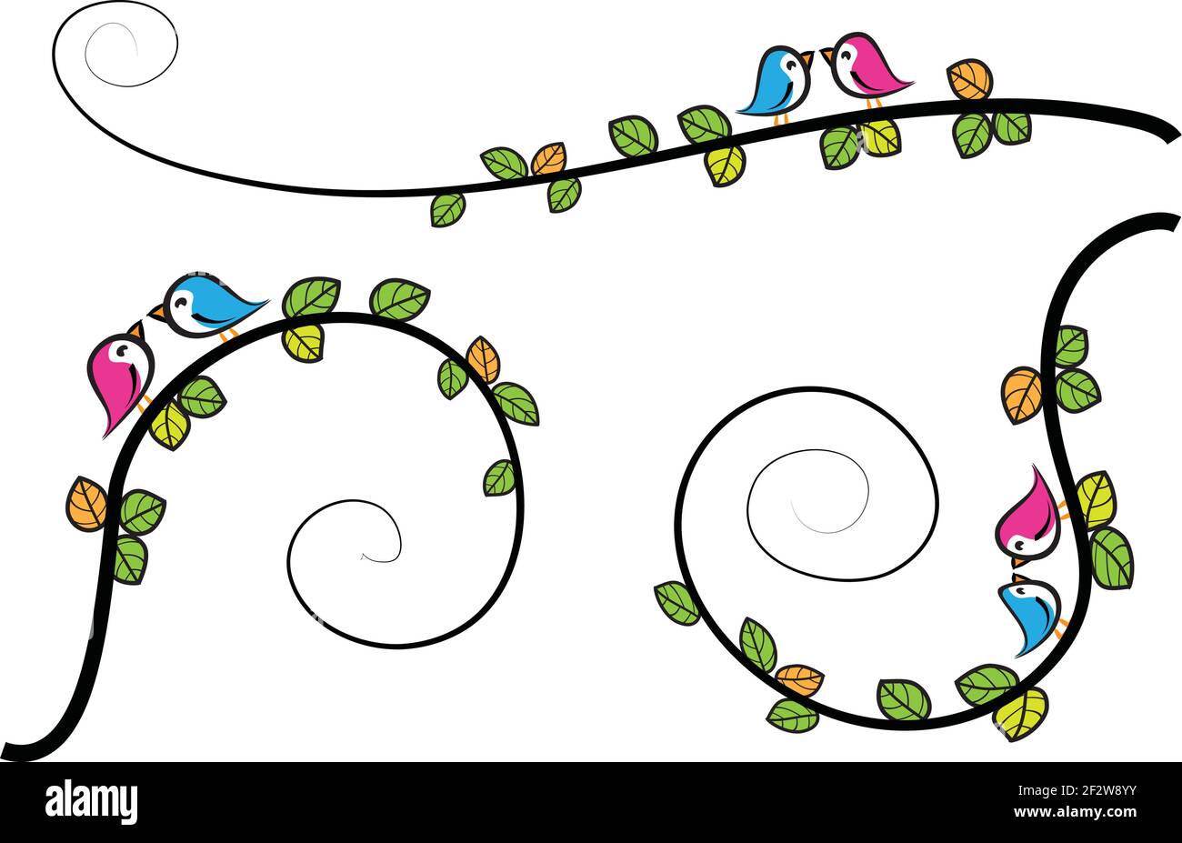 vector cartoon love birds design background Stock Vector Image & Art ...