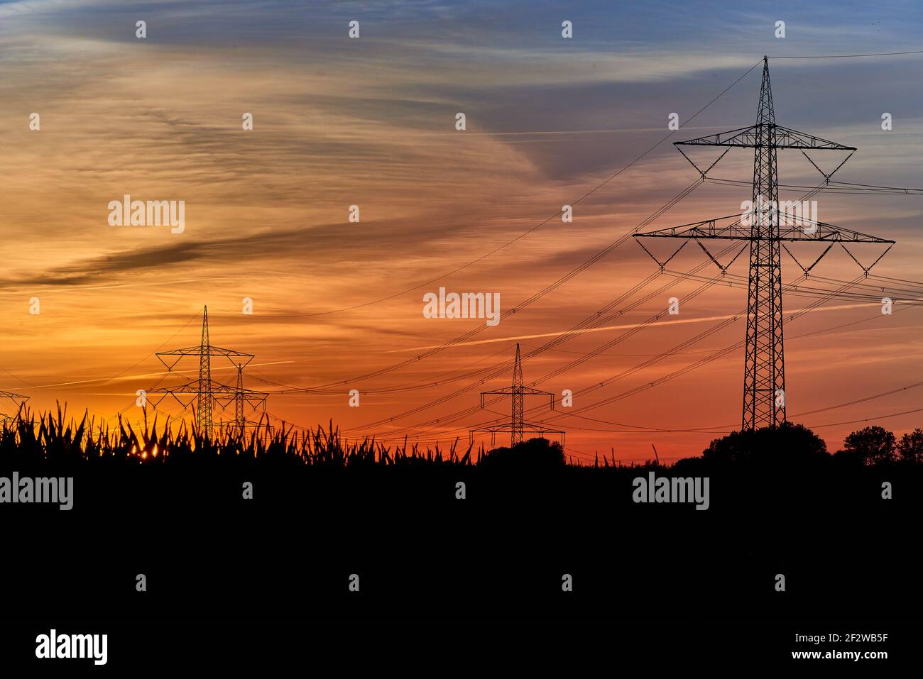 electricity transportation with hgh voltage wire on pylon Stock Photo ...