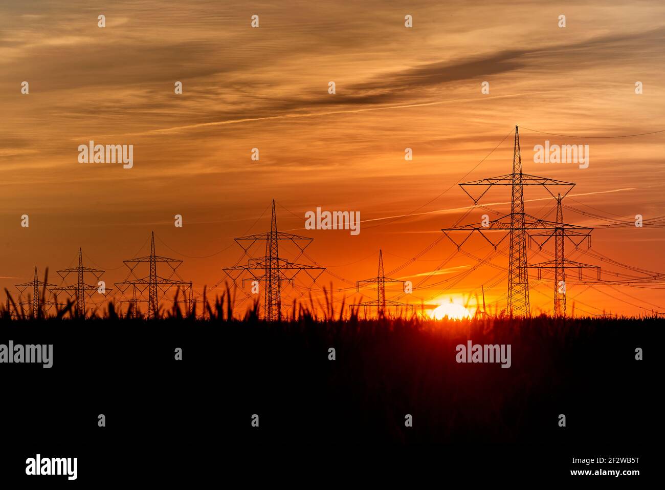 electricity transportation with hgh voltage wire on pylon Stock Photo ...