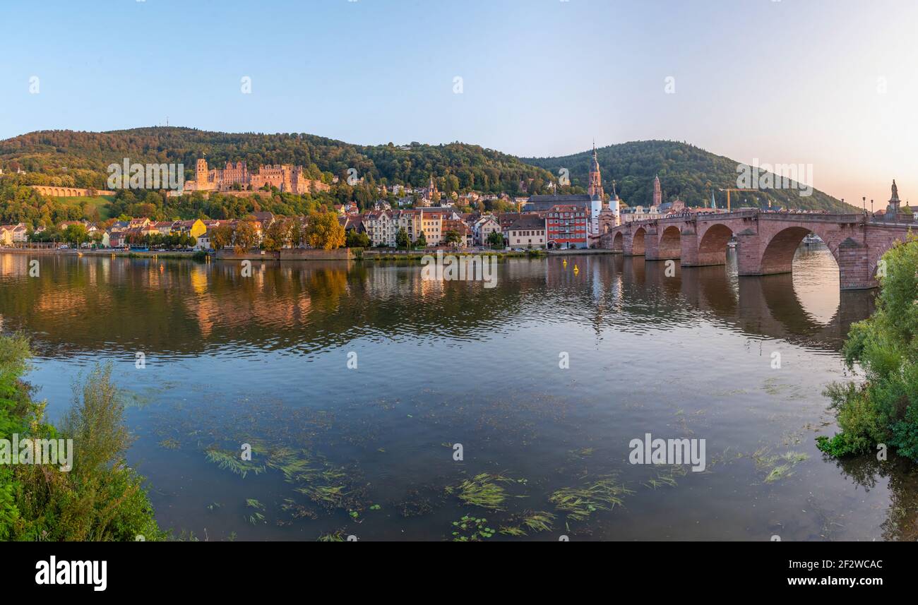 Panorama of Heidelberg behind Neckar river, Germany Stock Photo - Alamy