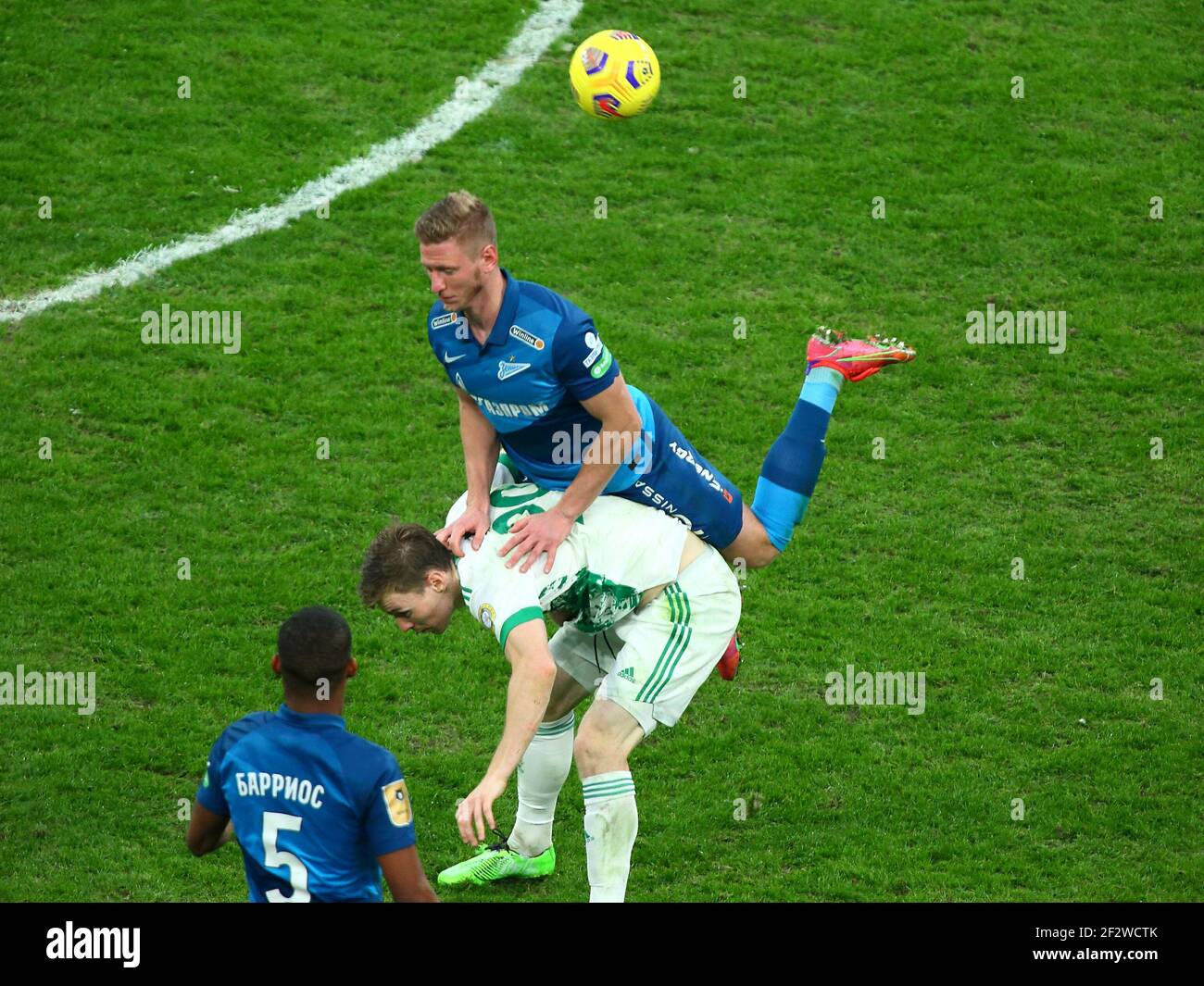 Saint Petersburg, Russia - 13 March 2021: Football. Russian Premier ...