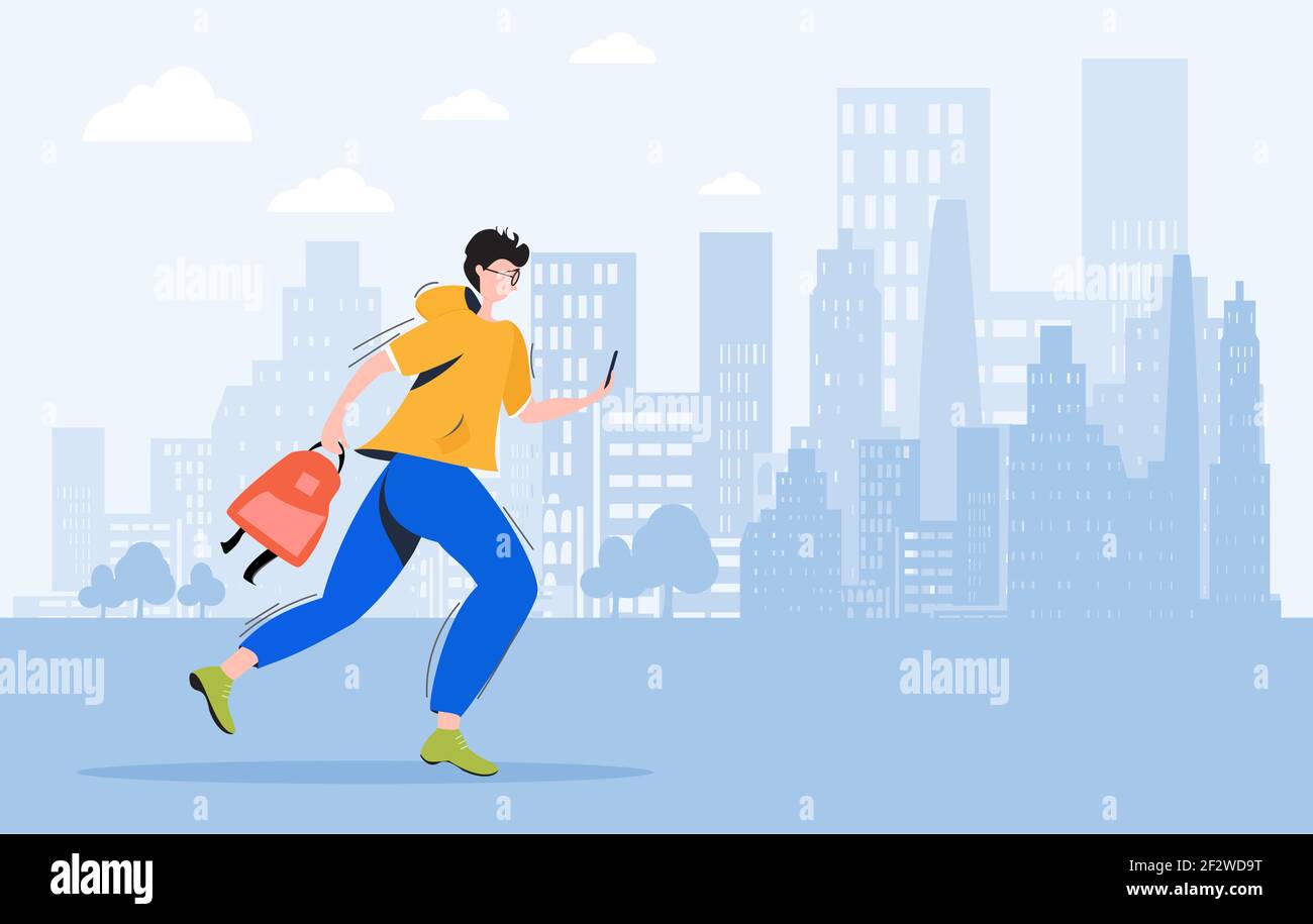 Rushing to school Stock Vector Images - Alamy