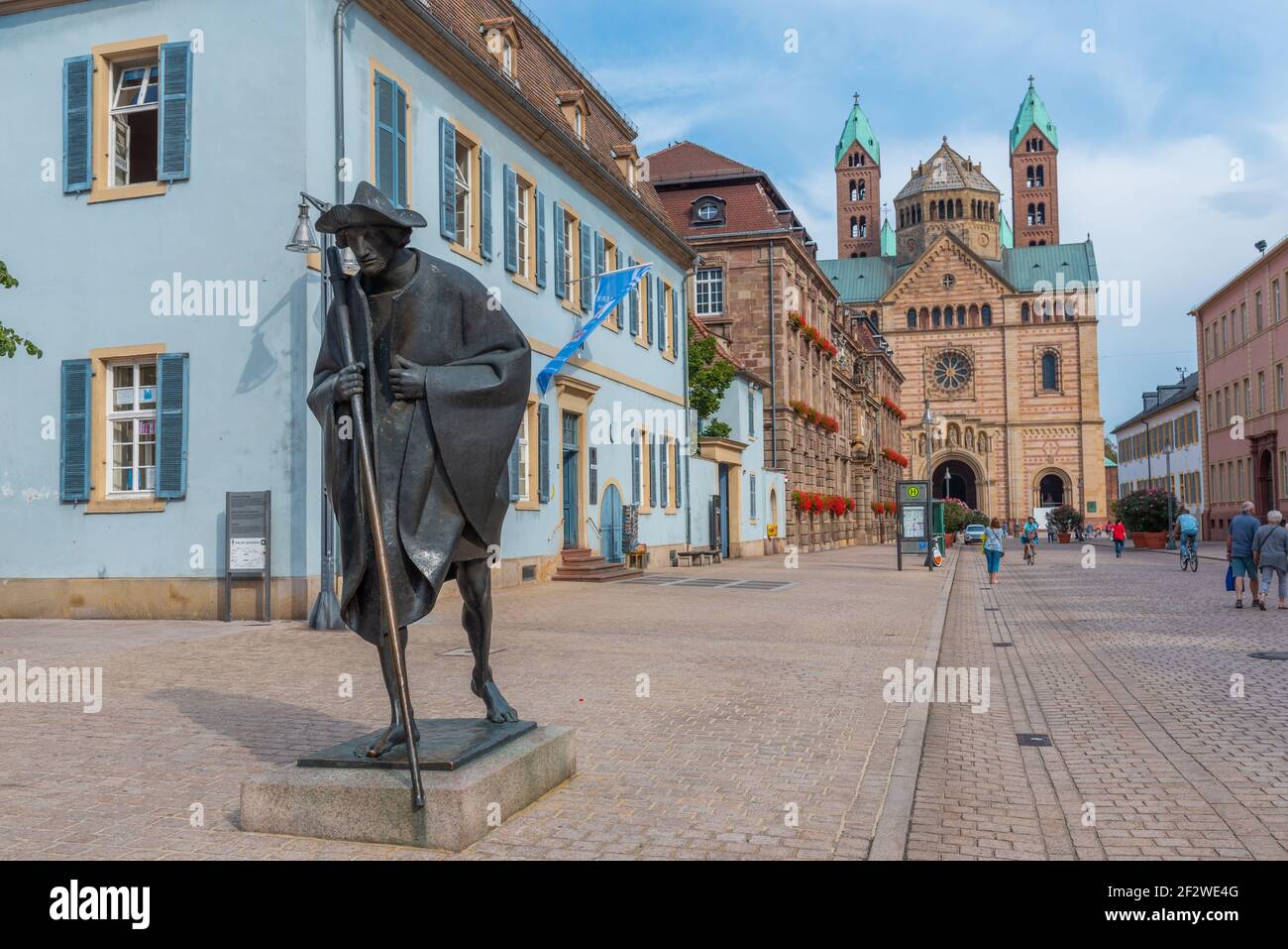 Jakobspilger statue and the cathedral at the end of Maximilianstrasse ...