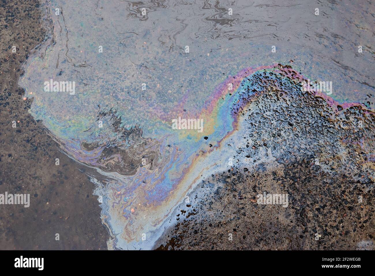 Gasoline stain on Asphalt, color Oil fuel spots on Asphalt Road as ...