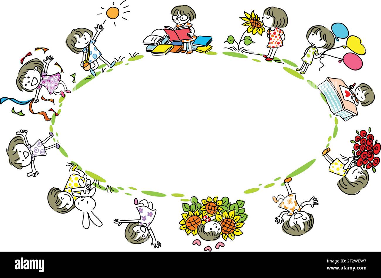 girl life action emoji set background Stock Vector Image & Art - Alamy