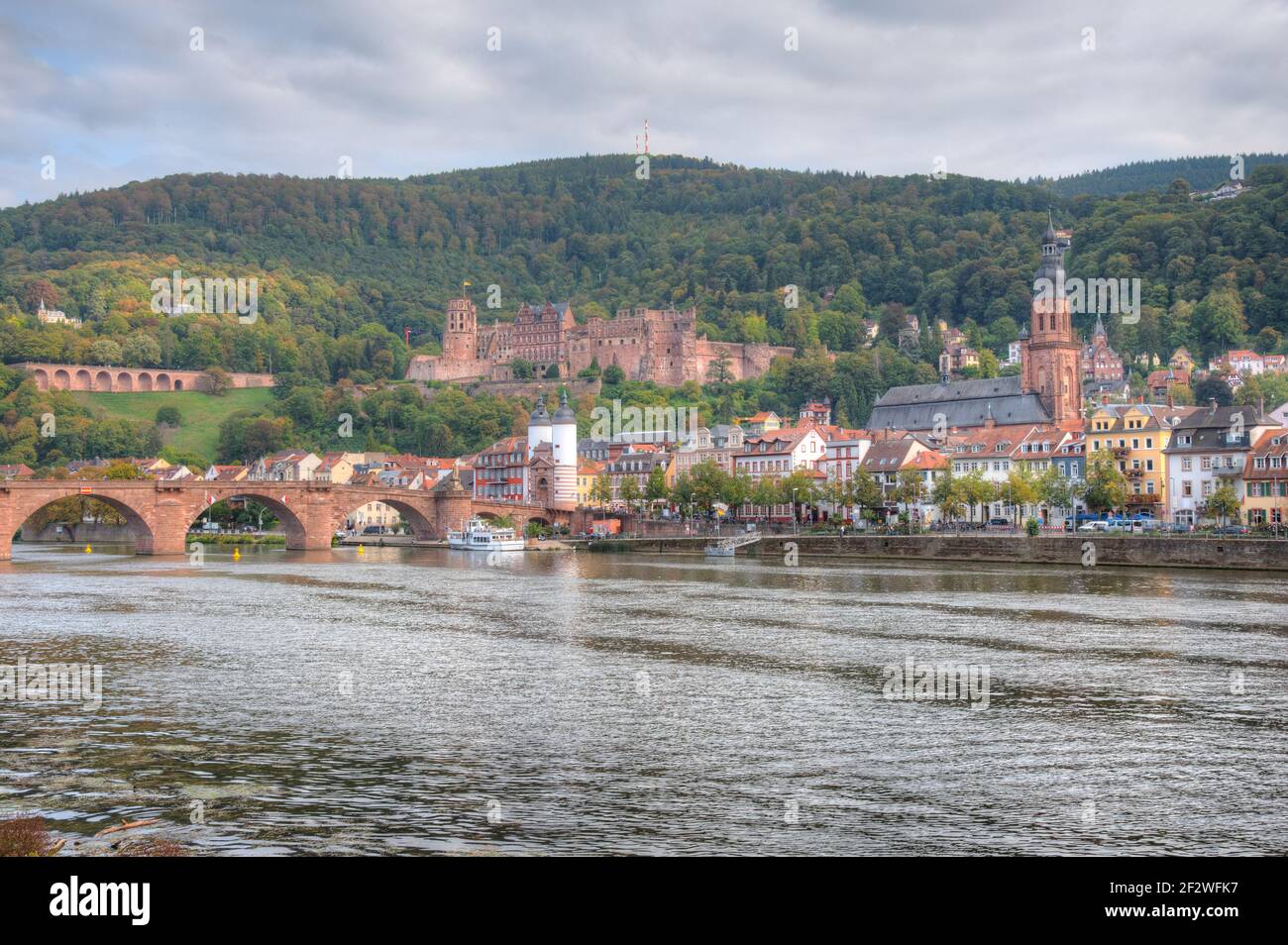 Panorama of Heidelberg behind Neckar river, Germany Stock Photo - Alamy