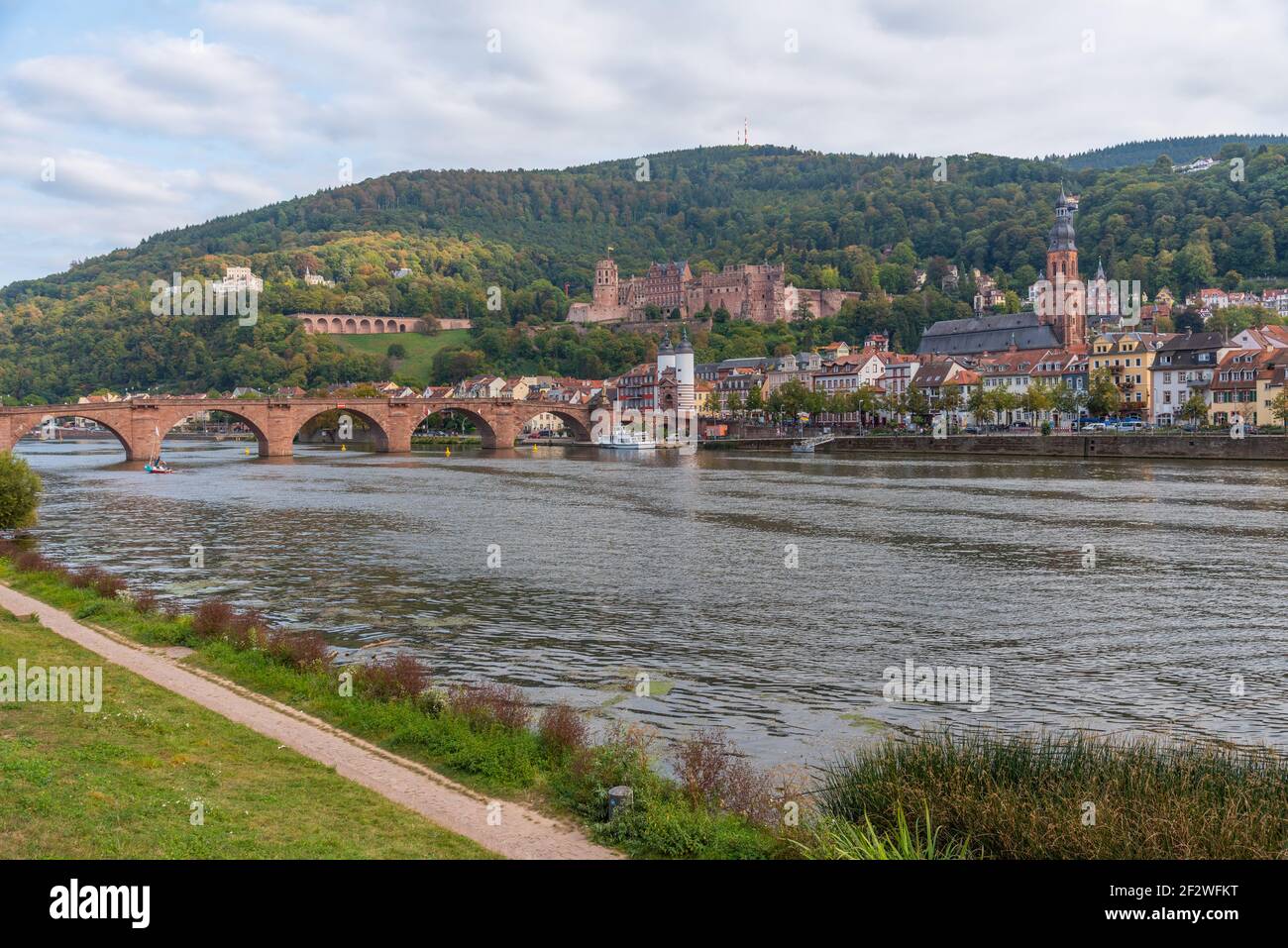 Panorama of Heidelberg behind Neckar river, Germany Stock Photo - Alamy
