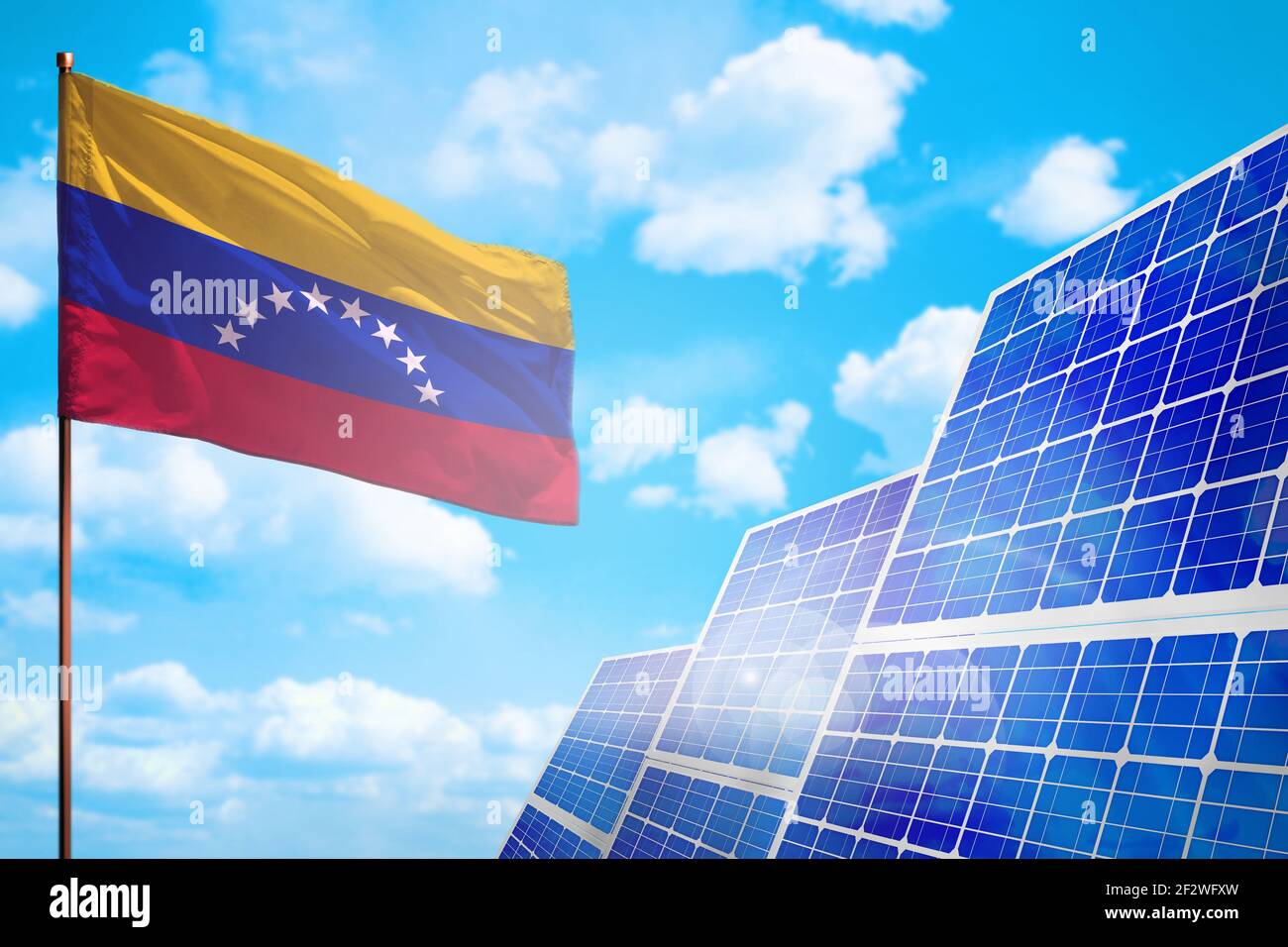 Venezuela alternative energy, solar energy concept with flag - symbol ...
