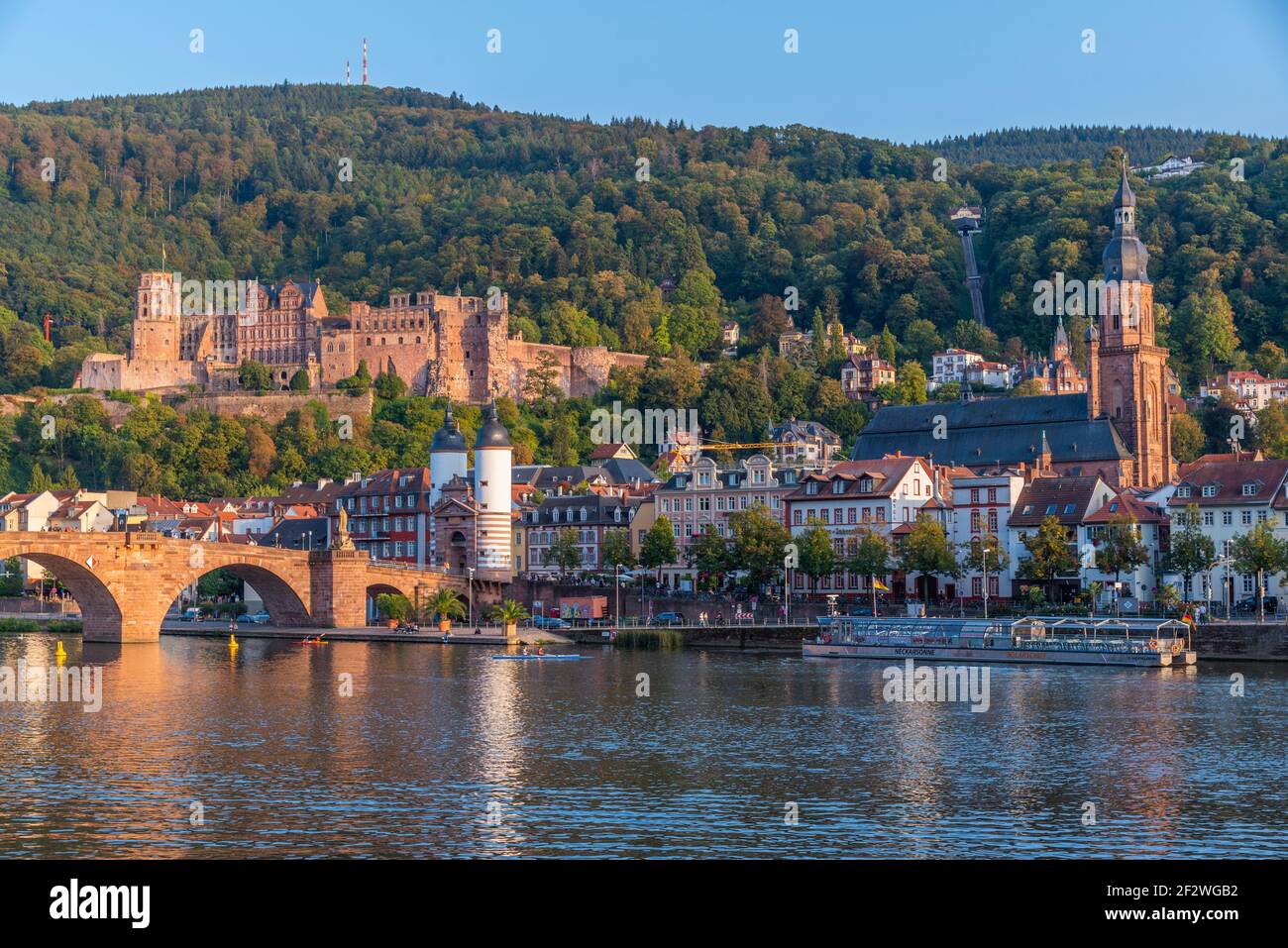 Panorama of Heidelberg behind Neckar river, Germany Stock Photo - Alamy