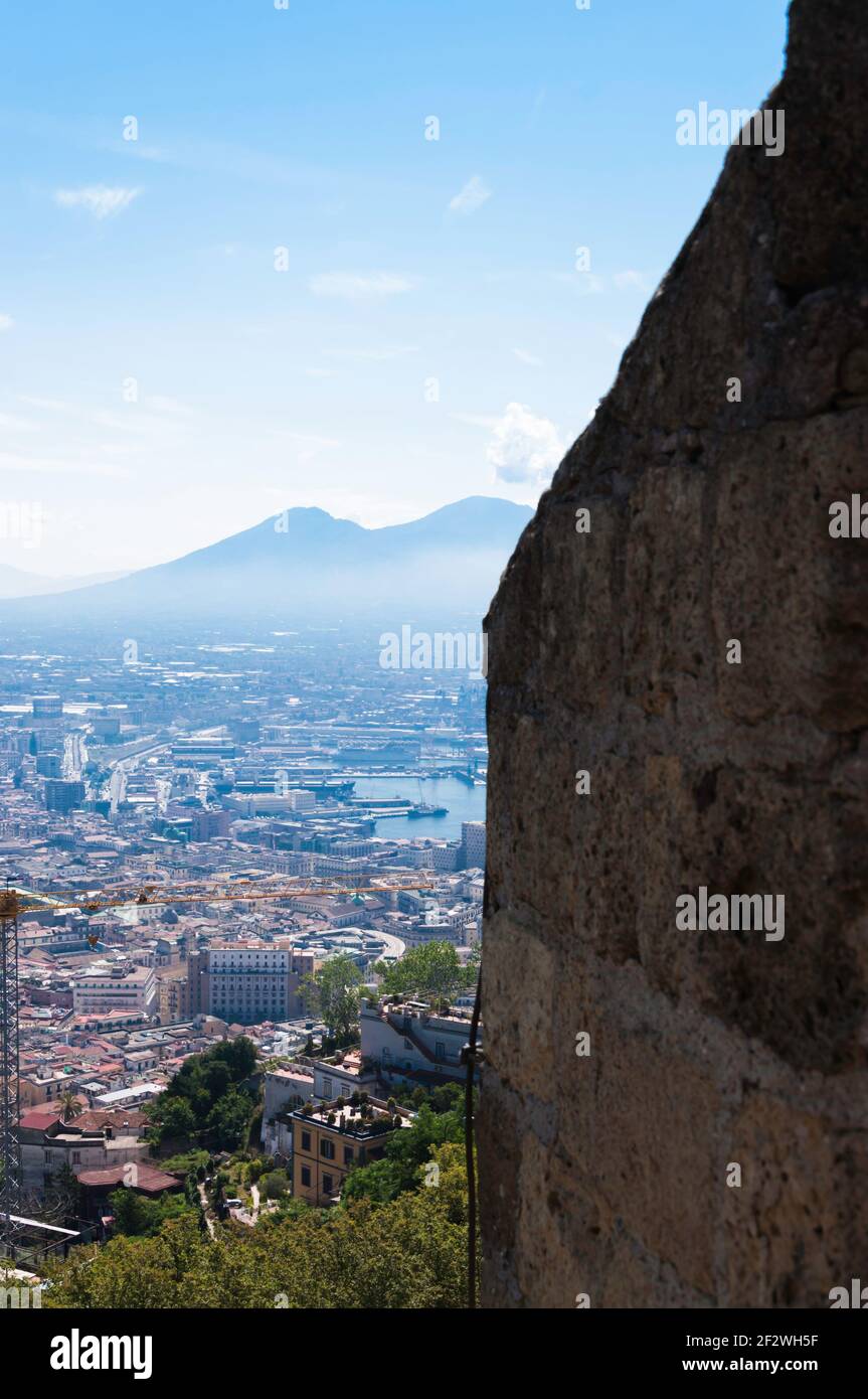 View over Naples with Mount Vesuvius in the background. It`s a ...