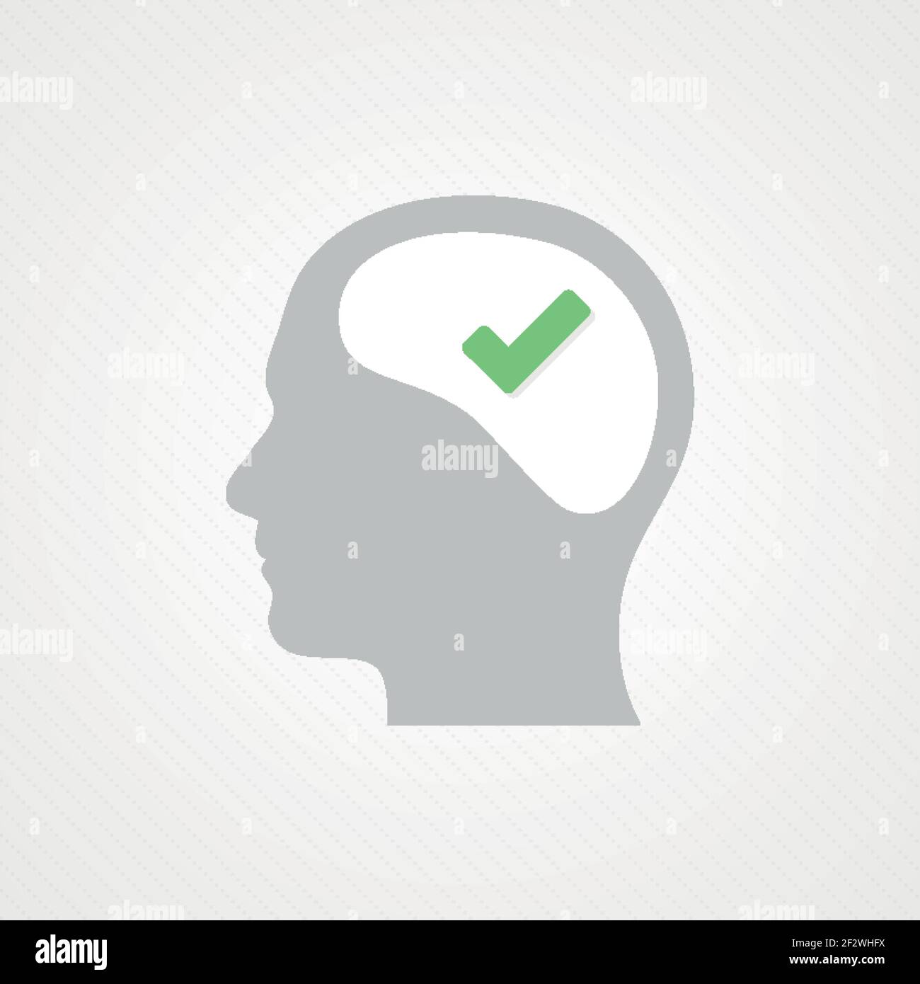 Head and check mark. Concept of positive, correct, good job. Vector ...