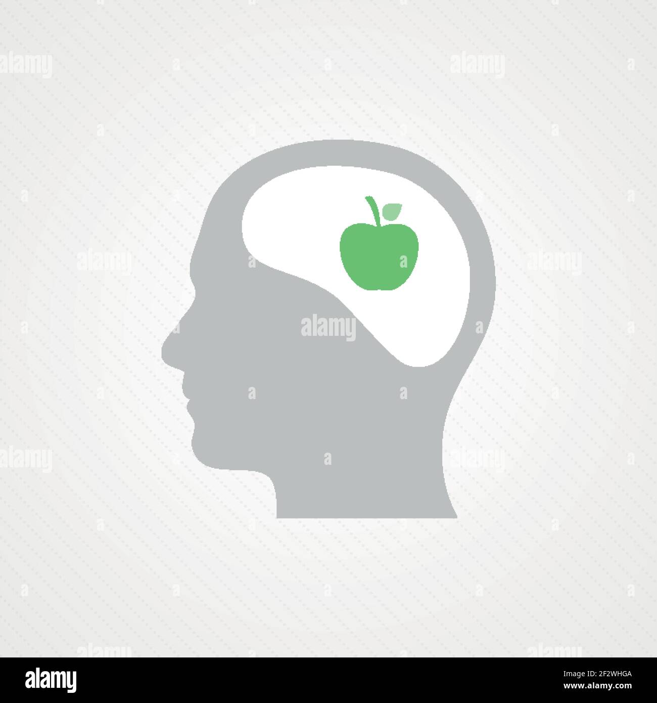 Head and apple. Concept of nutrition, health, fitness. Vector ...