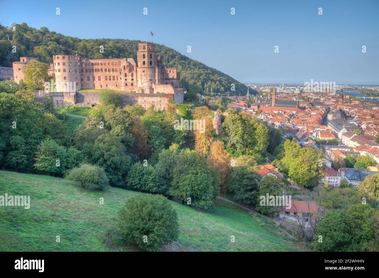 Heidelberg castle na dpanorama of the old town, Germany Stock Photo - Alamy