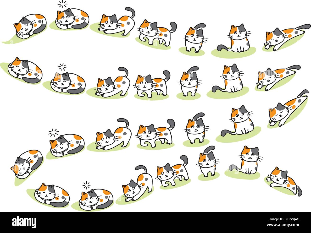 cartoon cats action set background Stock Vector Image & Art - Alamy