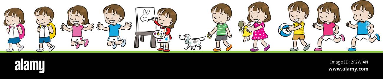 cartoon children action set Stock Vector Image & Art - Alamy