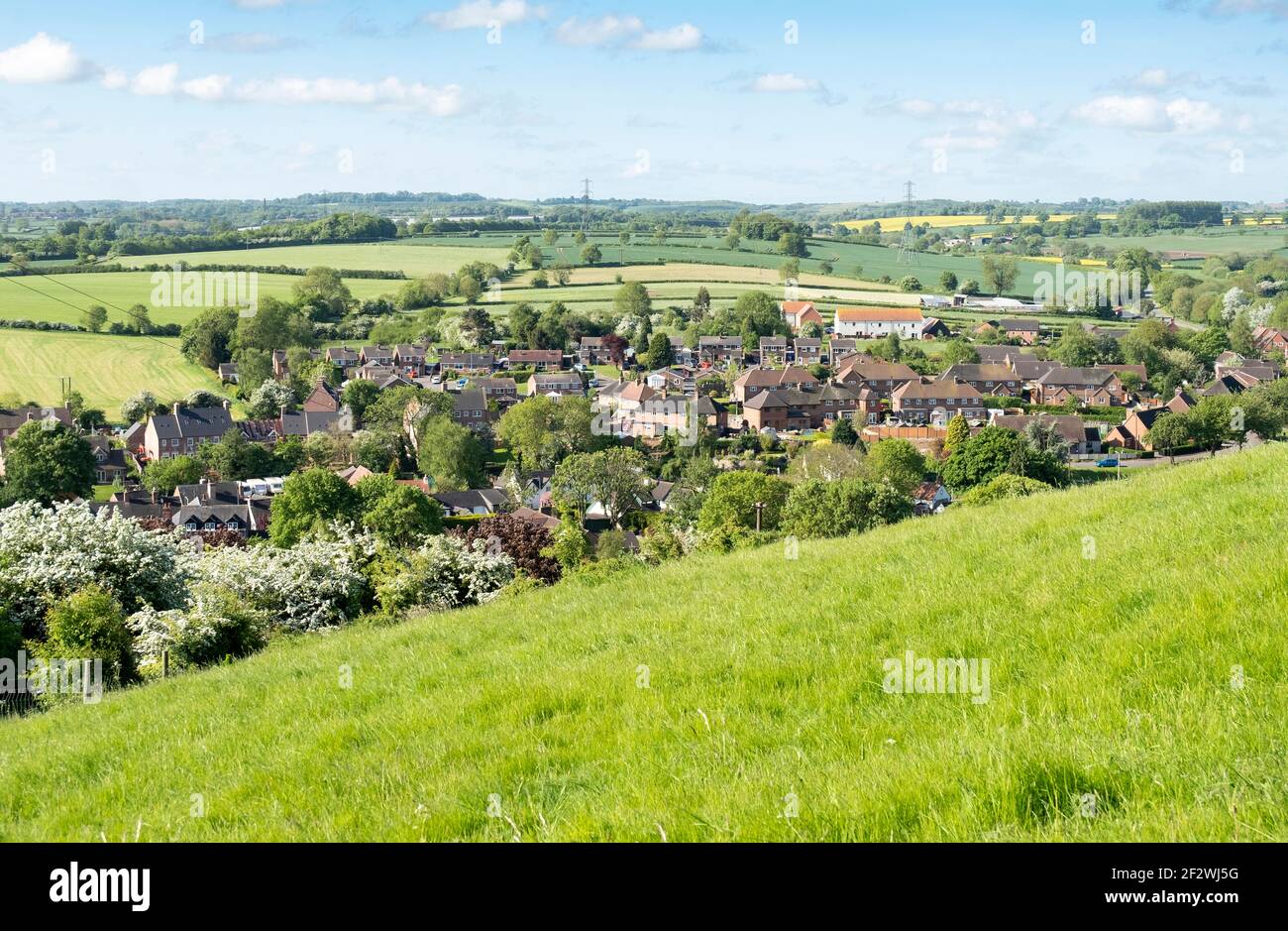 Rural village landscape scene Stock Photo - Alamy