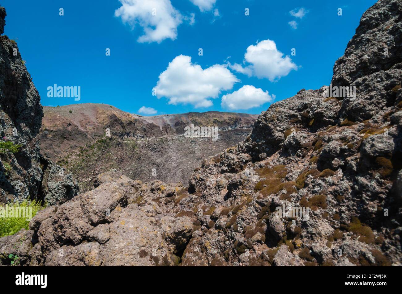 View of the rim of a volcano crater on a sunny summer day Stock Photo ...