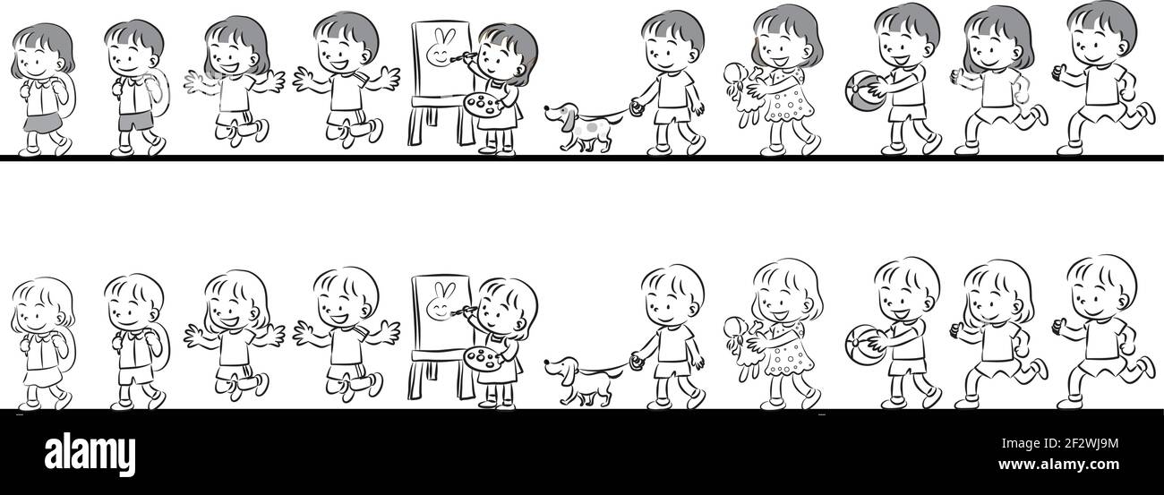 cartoon children action set Stock Vector Image & Art - Alamy