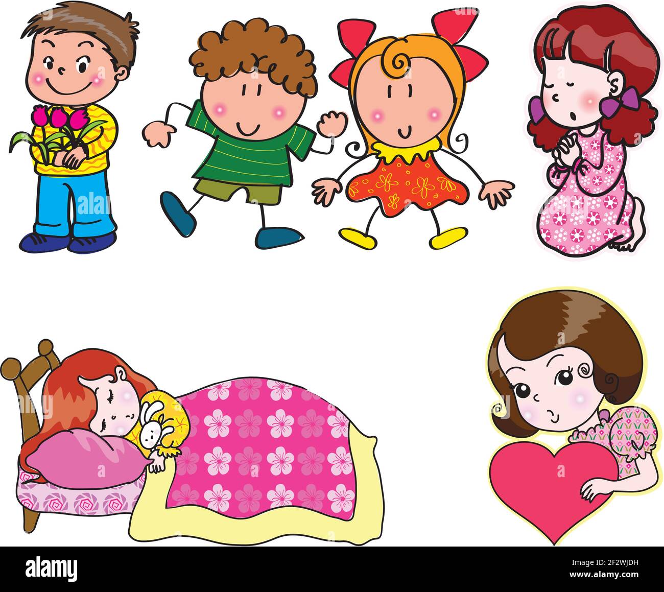 cartoon children action set Stock Vector Image & Art - Alamy