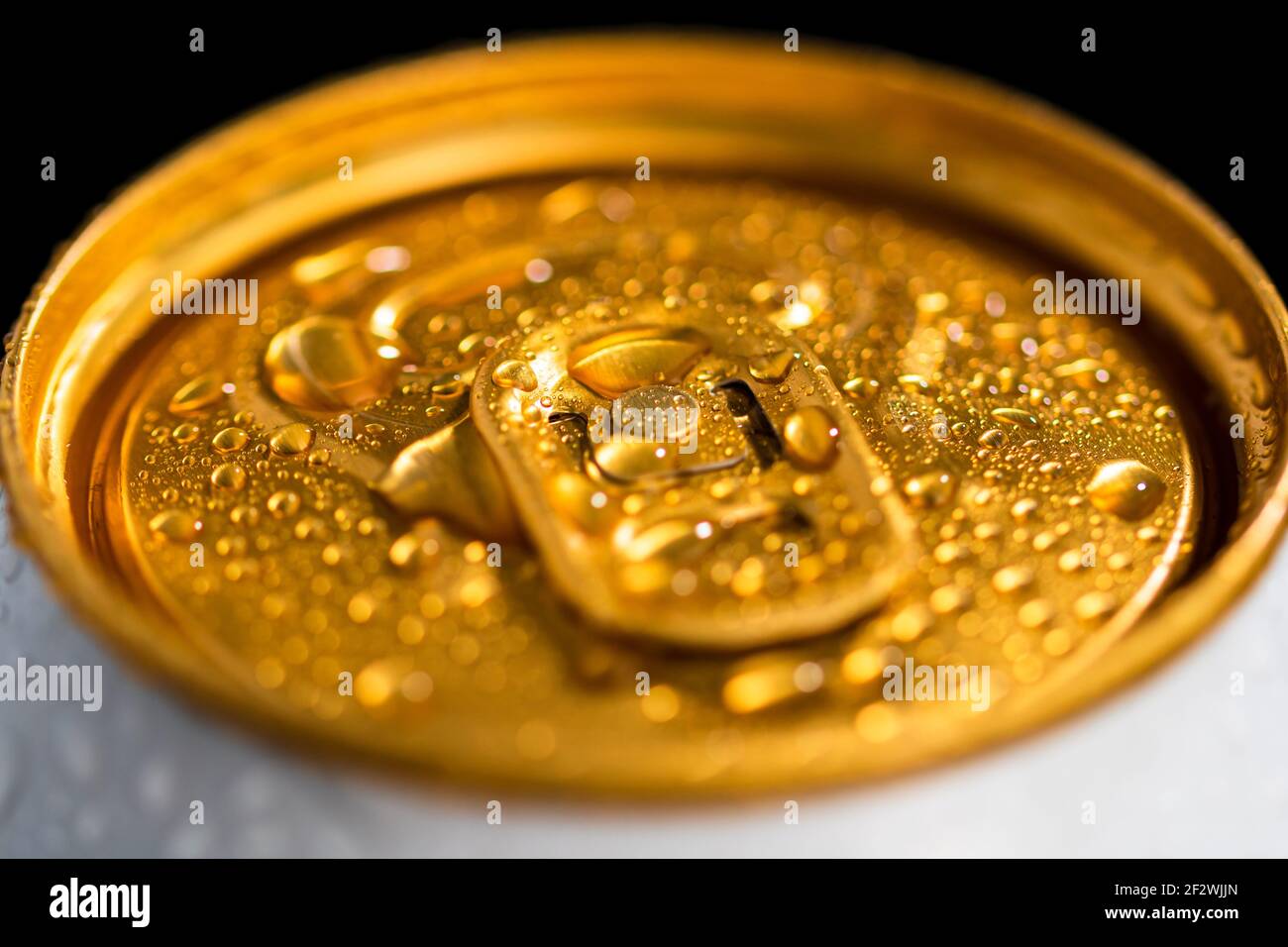 Top of beer can with condensation water droplets isolated Stock Photo ...