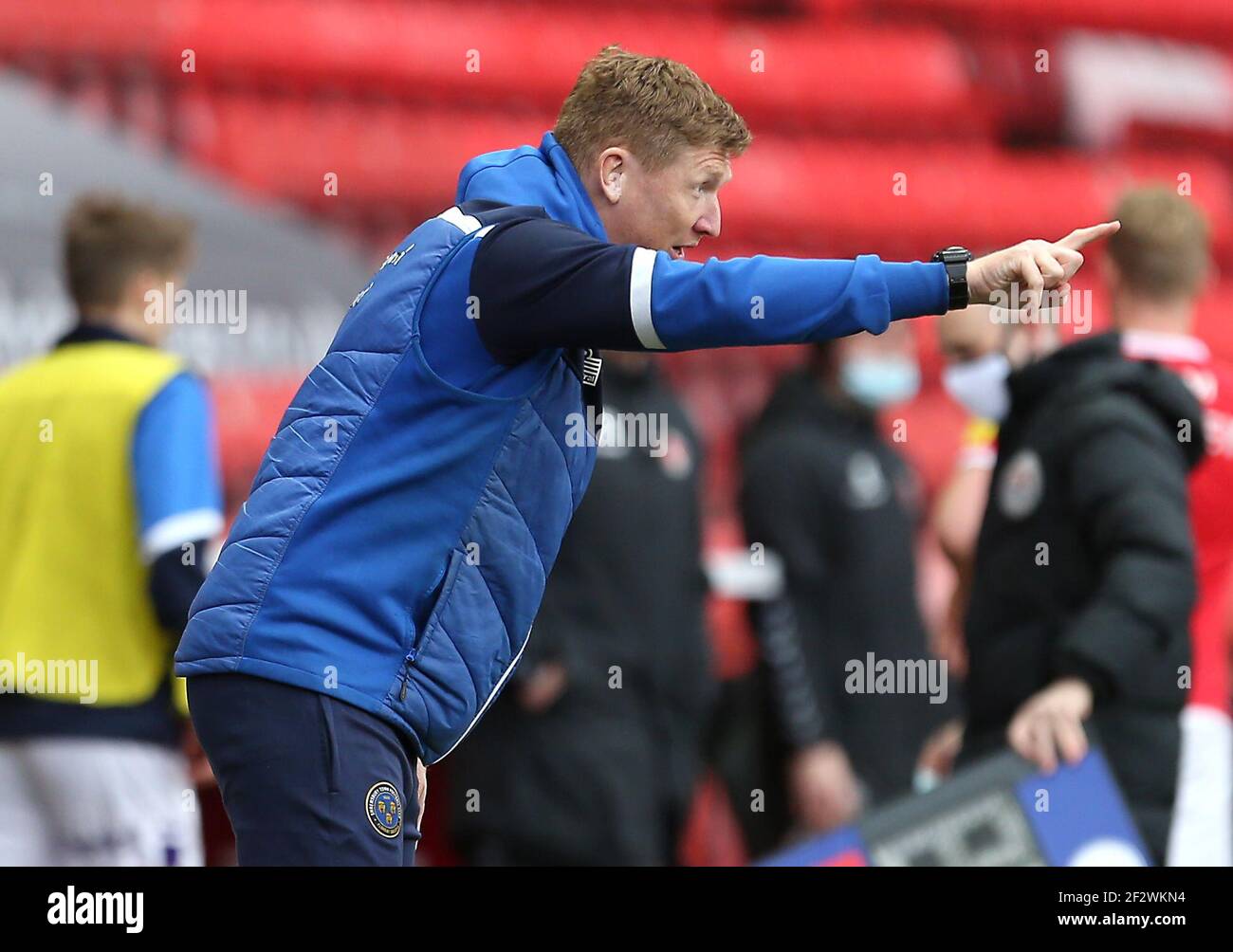 Shrewsbury Town academy manager David Longwell during the Sky Bet ...