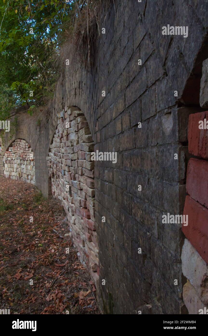 Wall arches in Fort Hahneberg closed and secured with bricks. The ...