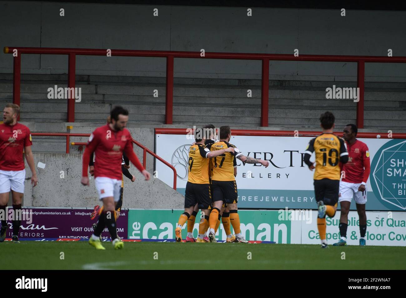 MORECAMBE, UK. MARCH 13TH Matthew Dolan of Newport County celebrates ...