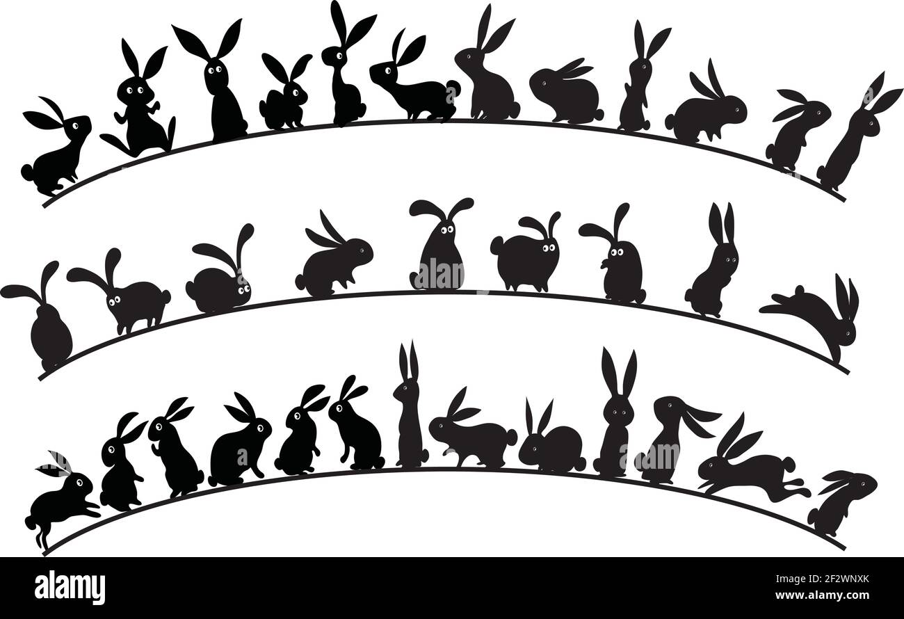 rabbit cartoon border frame background set Stock Vector Image & Art - Alamy