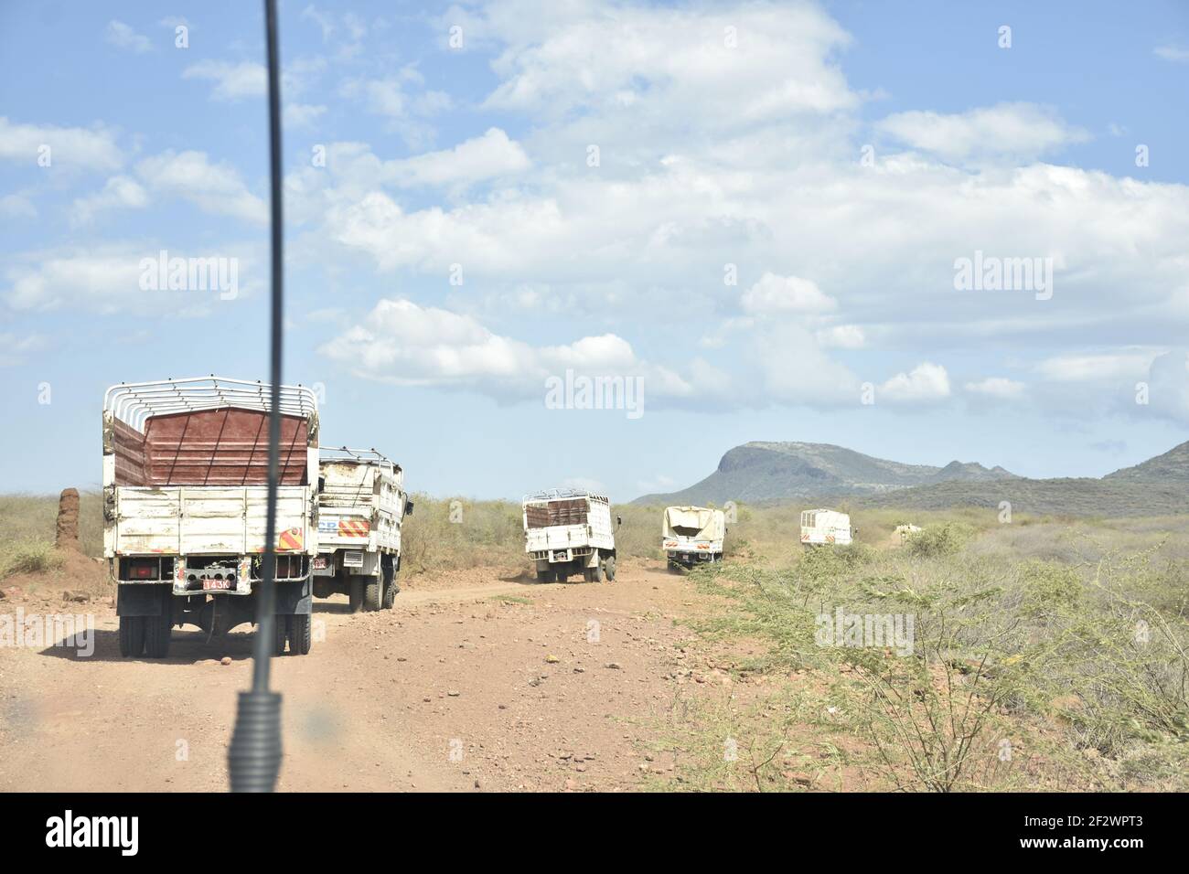 Trucks heading to Nadapal border point, Kenya/SOUTH Sudan Stock Photo ...