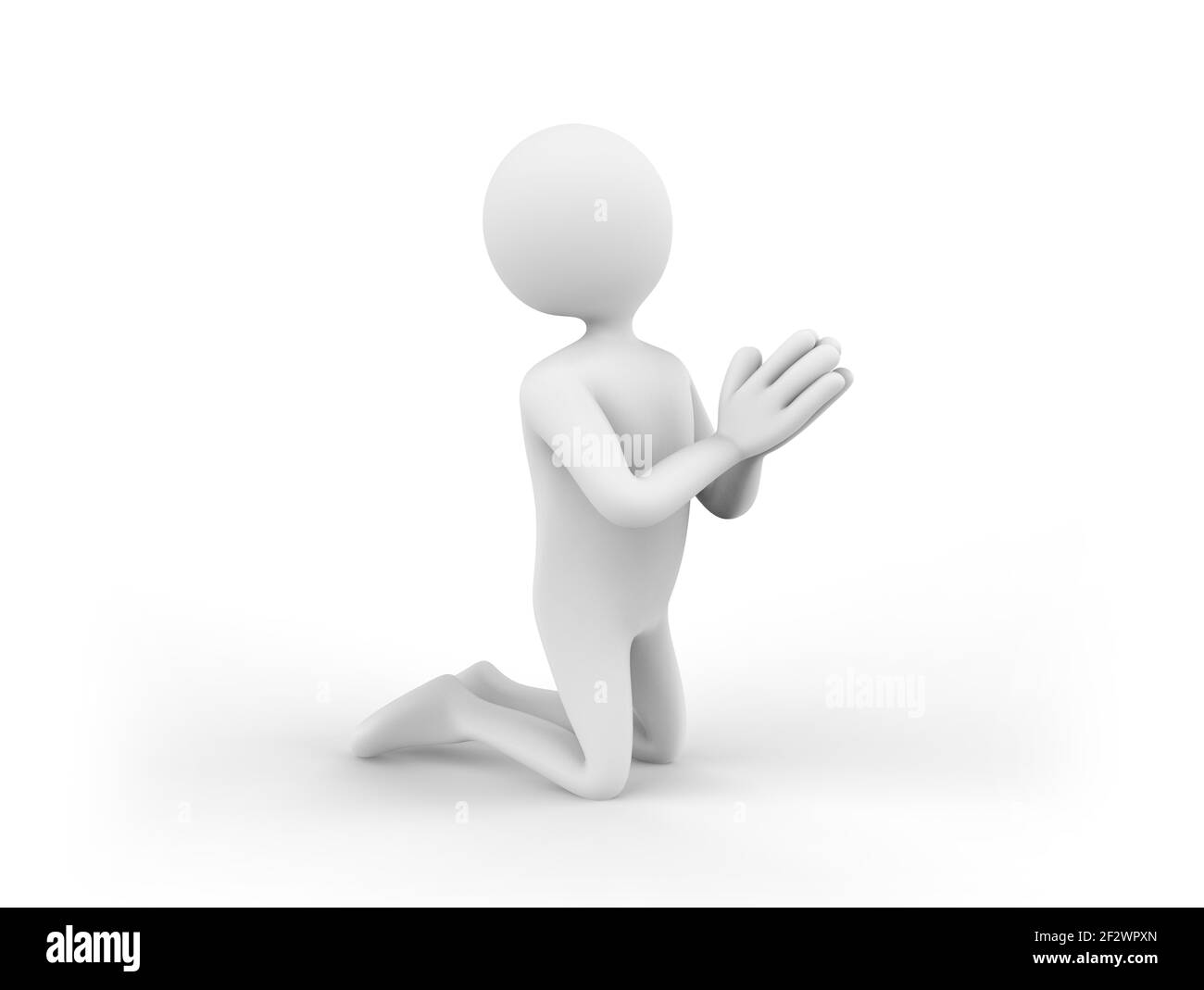 3D illustration of a cartoon man praying god with heads up Stock Photo ...