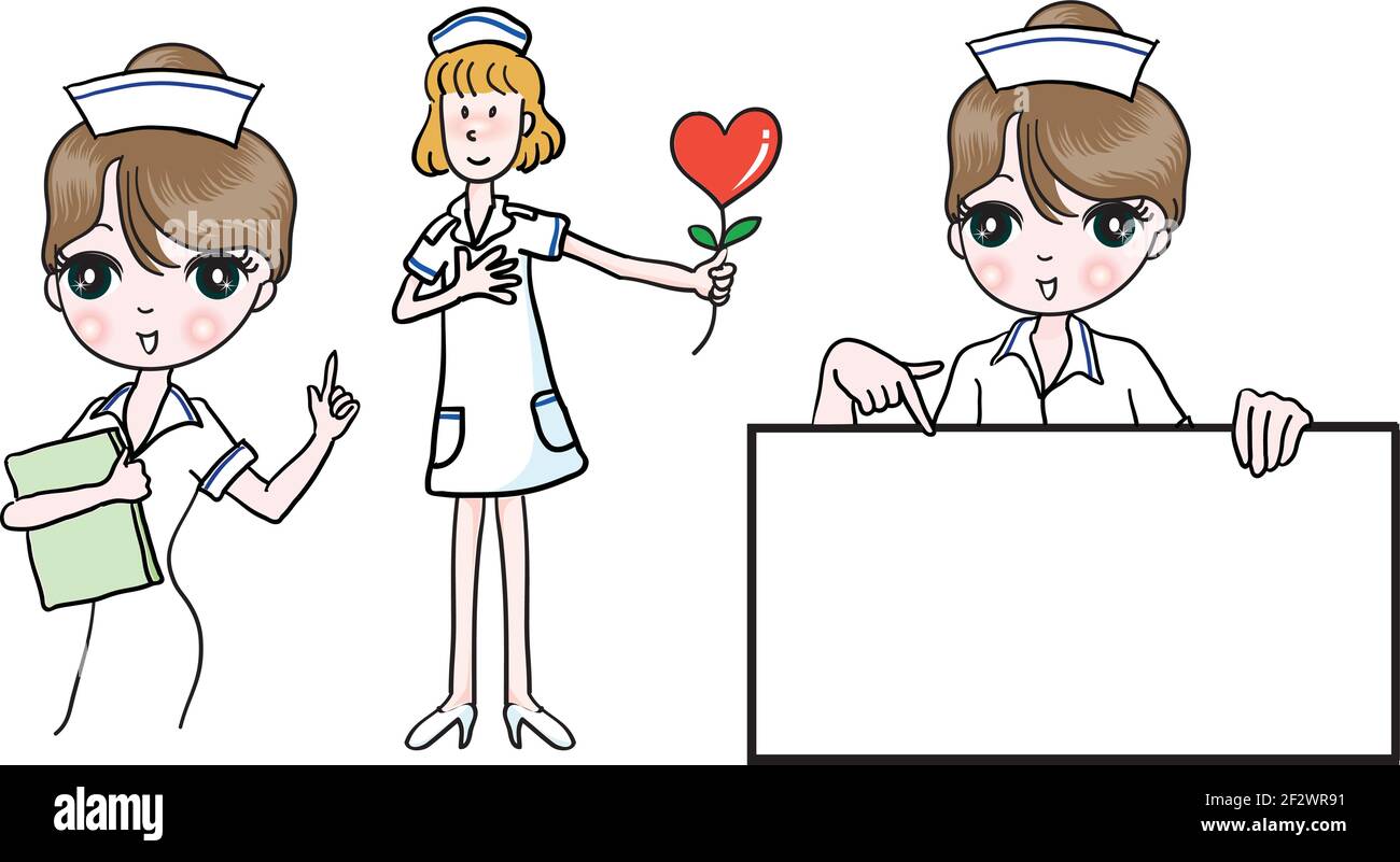 vector girls nurse border set Stock Vector Image & Art - Alamy
