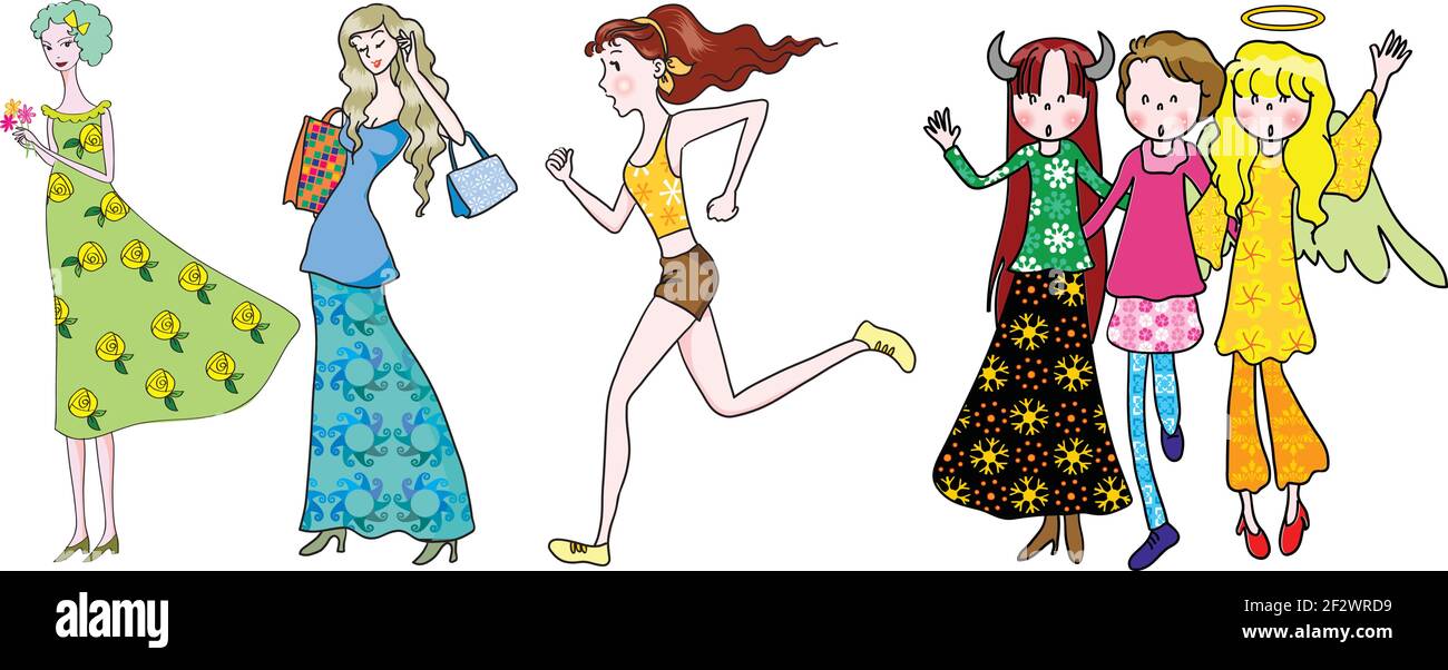 vector girls set Stock Vector Image & Art - Alamy