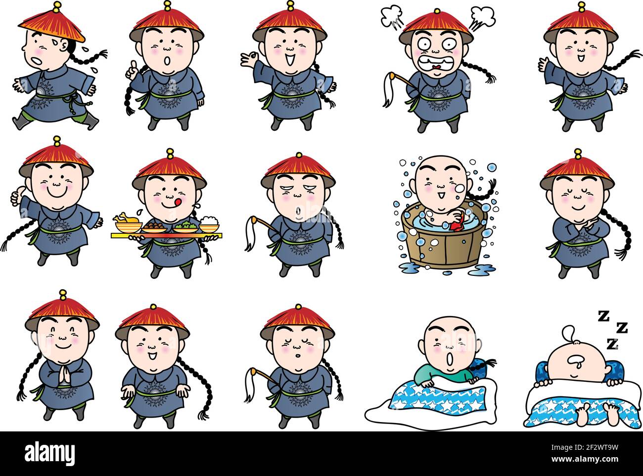 Cartoon characters in chinese manchu court opera hi-res stock ...