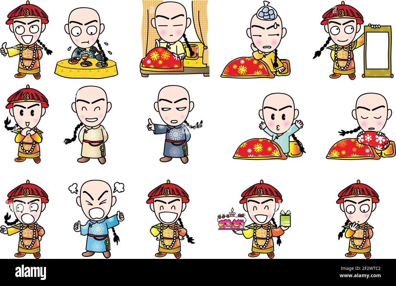 Cartoon Characters in Chinese Manchu Court Opera Stock Vector Image ...