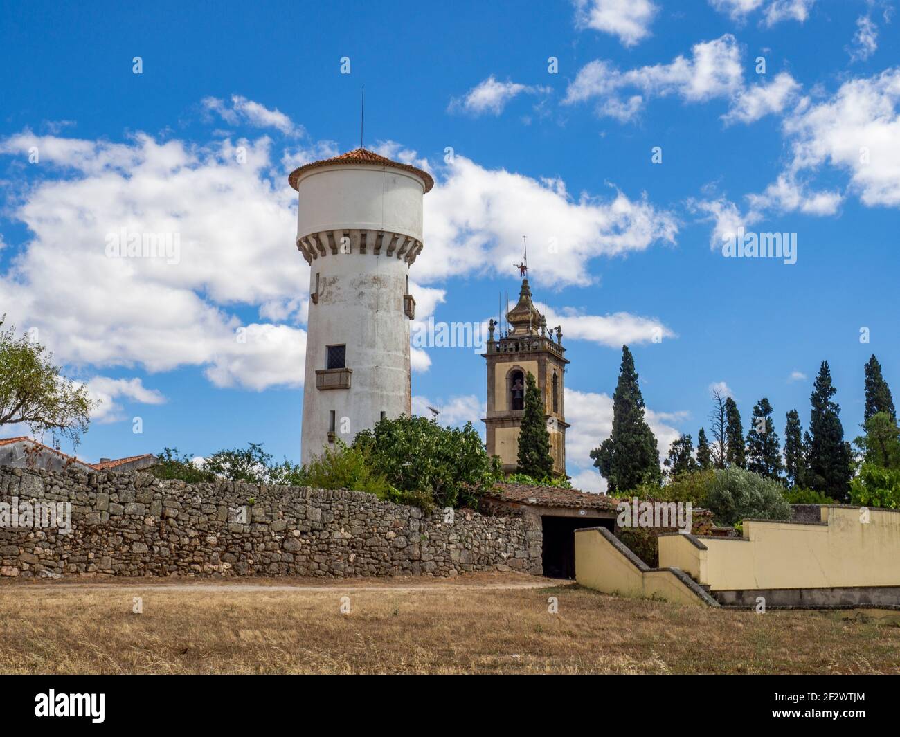 Almeida, Guarda, Portugal; August 2020: tower clock of Historic Village ...