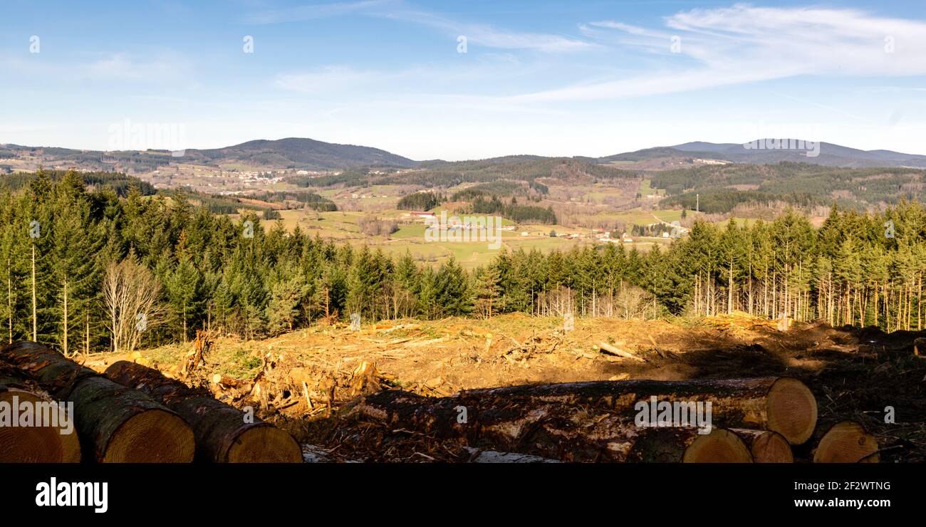 landscape of mountain of forez Stock Photo - Alamy