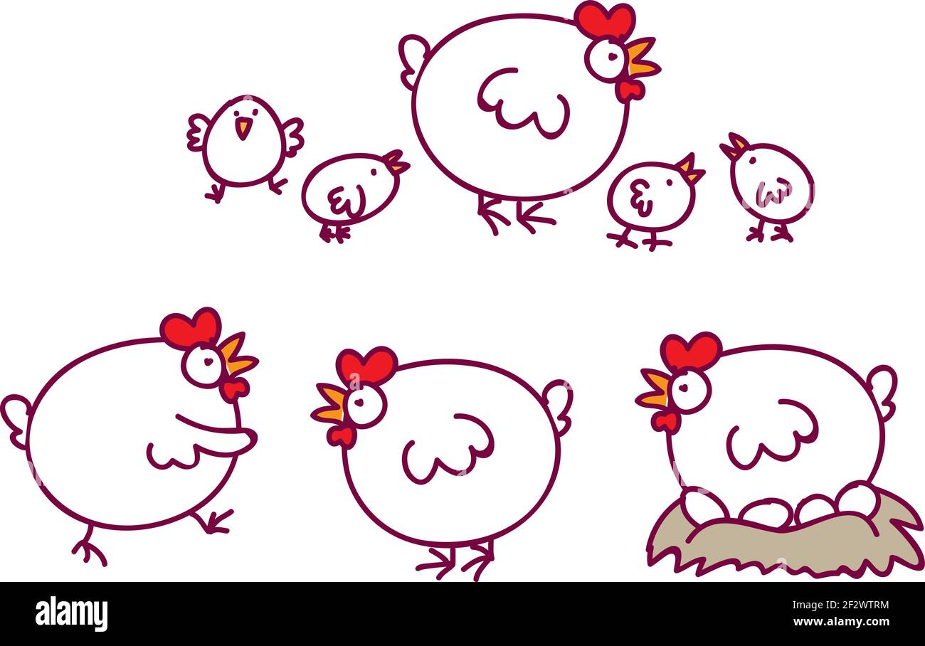 hen chicken family set Stock Vector Image & Art - Alamy