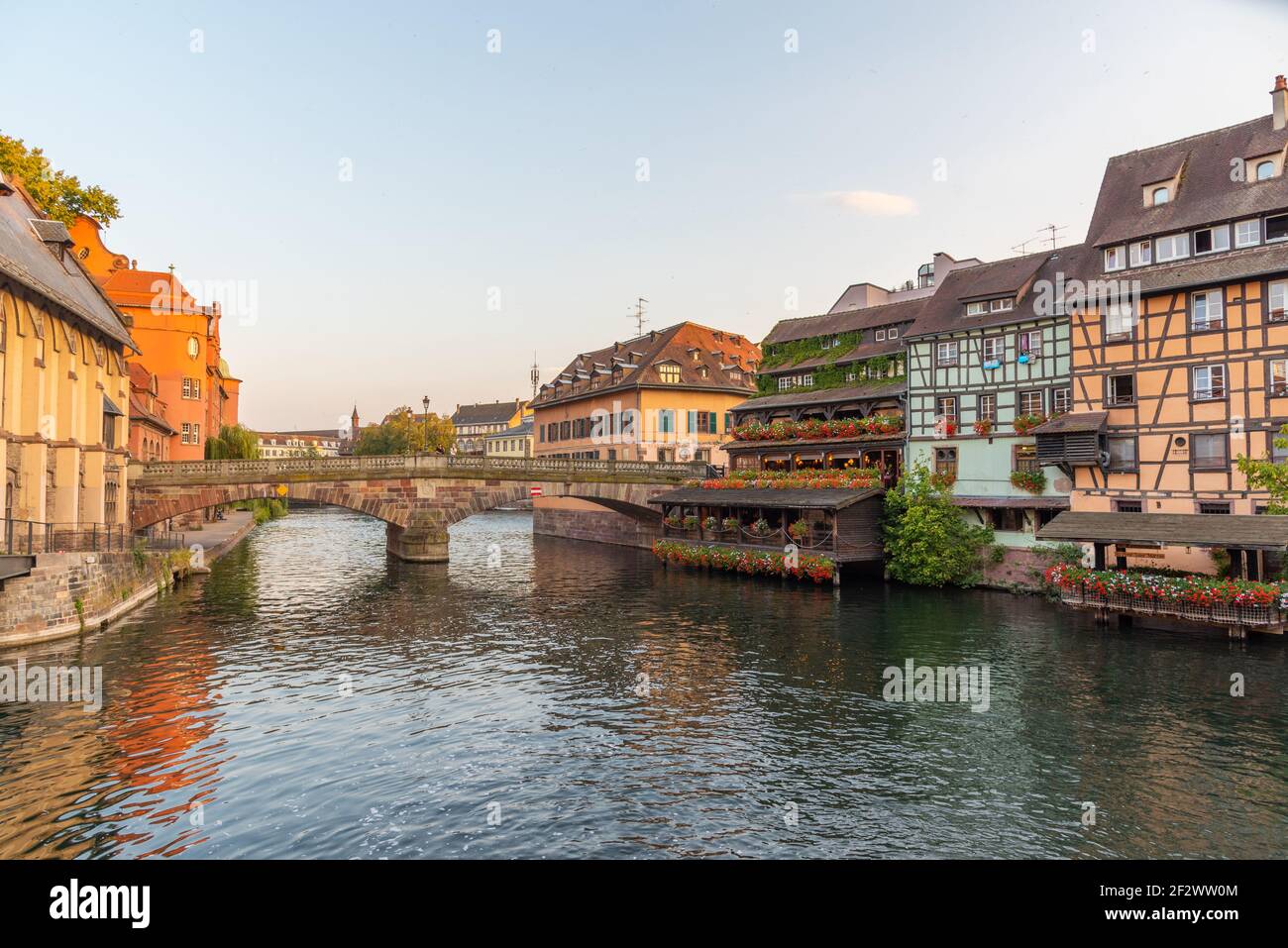 Sunset view of colourful houses at Petite France district in Strasbourg ...