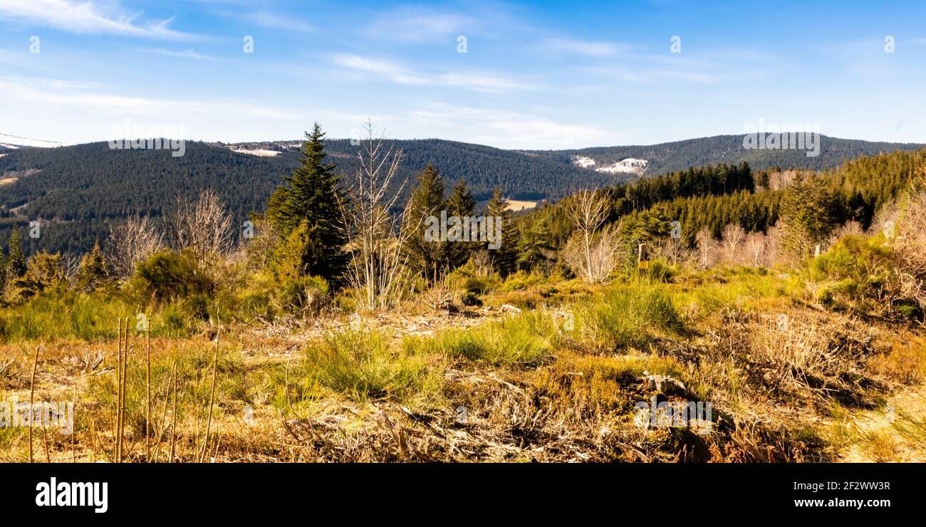 landscape of mountain of forez Stock Photo - Alamy