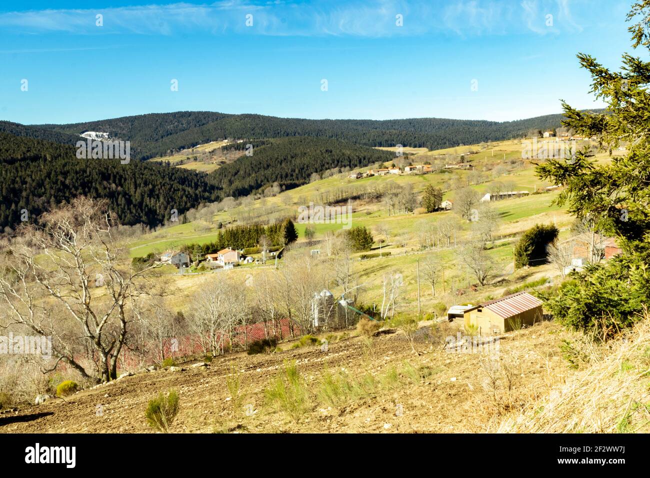 landscape of mountain of forez Stock Photo - Alamy