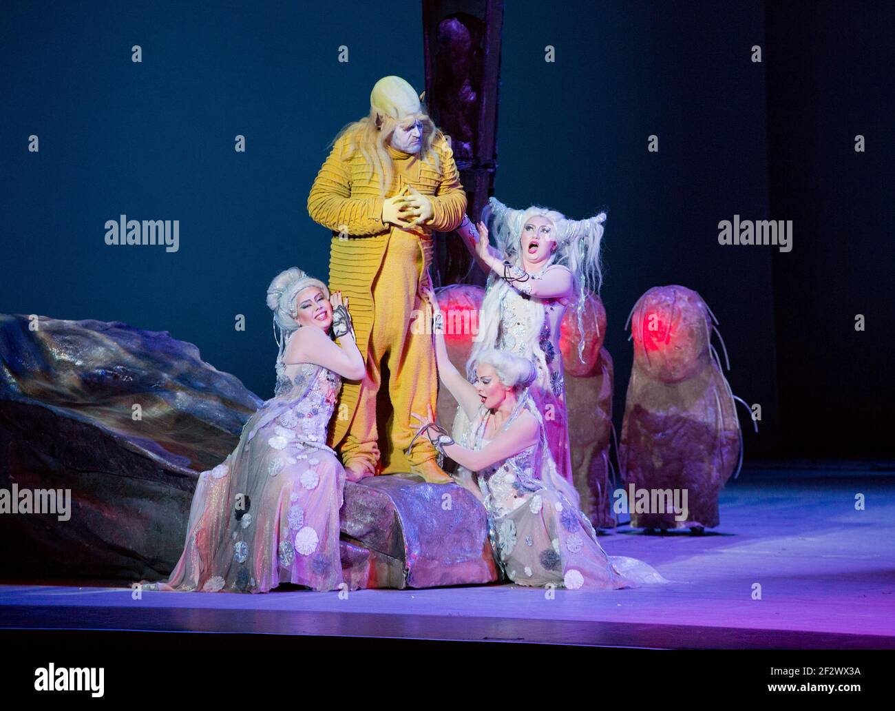 clockwise: Zhanna Dombrovskaya (Woglinde), Edem Umerov (Alberich ...